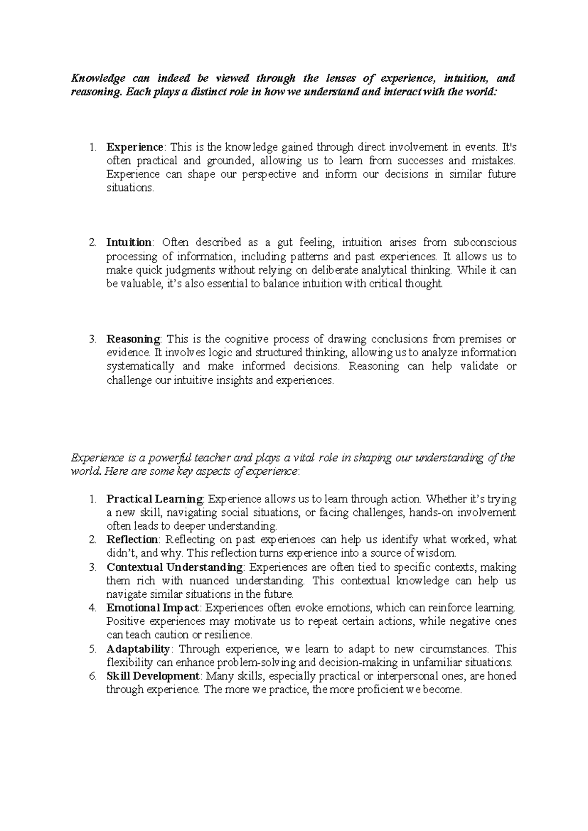 KCD UNIT1 - THIS IS UNIT 1 CLASS LECTURE NOTES - Knowledge can indeed ...