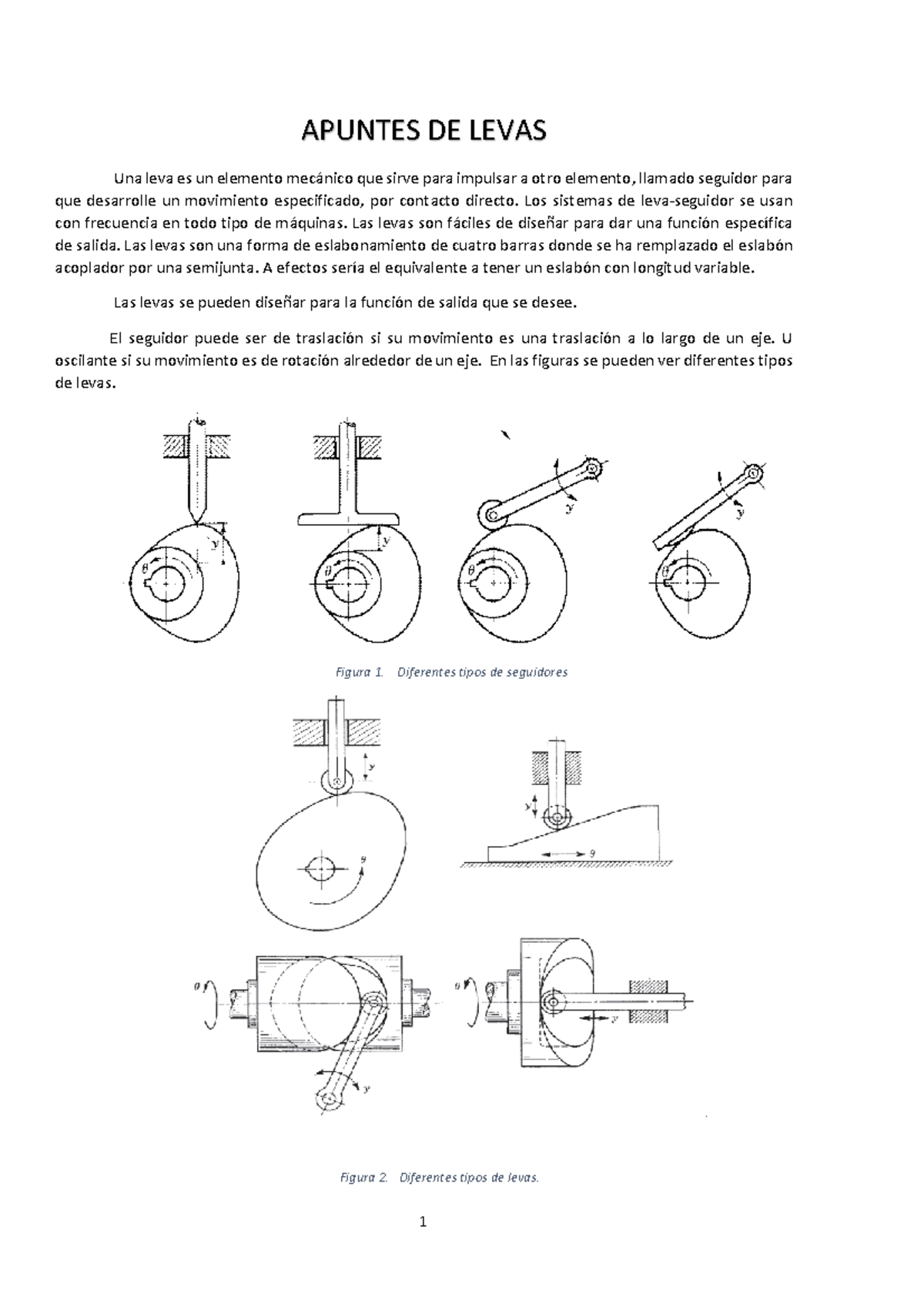 Apuntes DE Levas. Las levas se pueden diseñar para la función de salida ...
