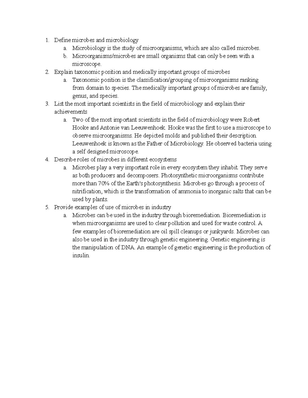Introduction to Microbiology Practice Questions - Define microbes and ...
