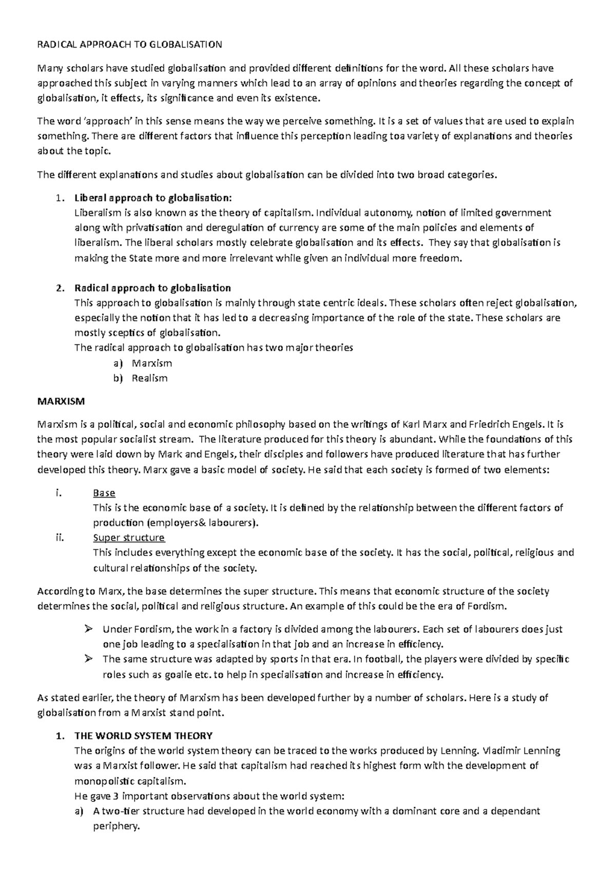 Radical approach to globalisation - RADICAL APPROACH TO GLOBALISATION ...