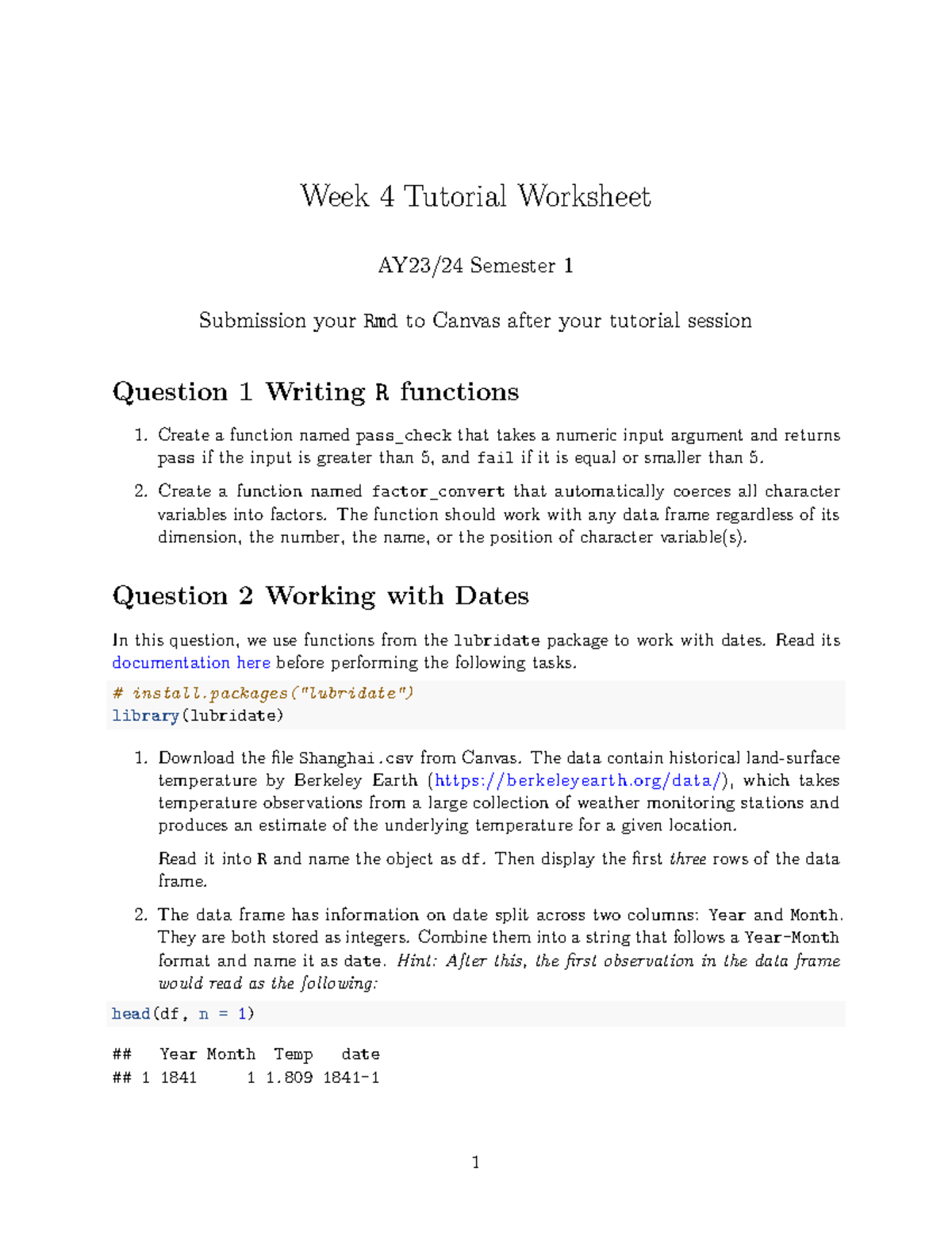 Tutorial worksheet wk4 - Week 4 Tutorial Worksheet AY23/24 Semester 1 Submission your Rmd to ...