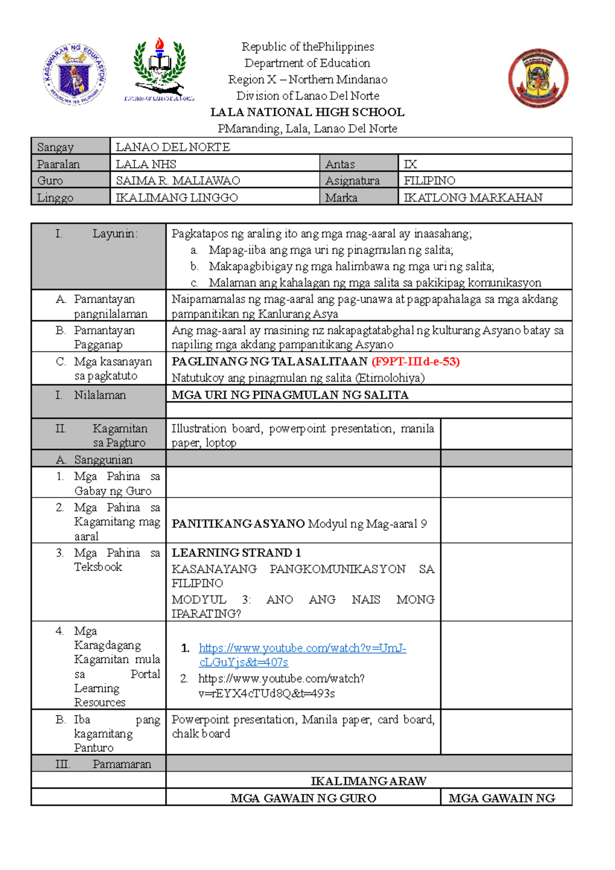 ETIMOLOHIYA NG PINAGMULAN NG SALITA - Republic of thePhilippines ...