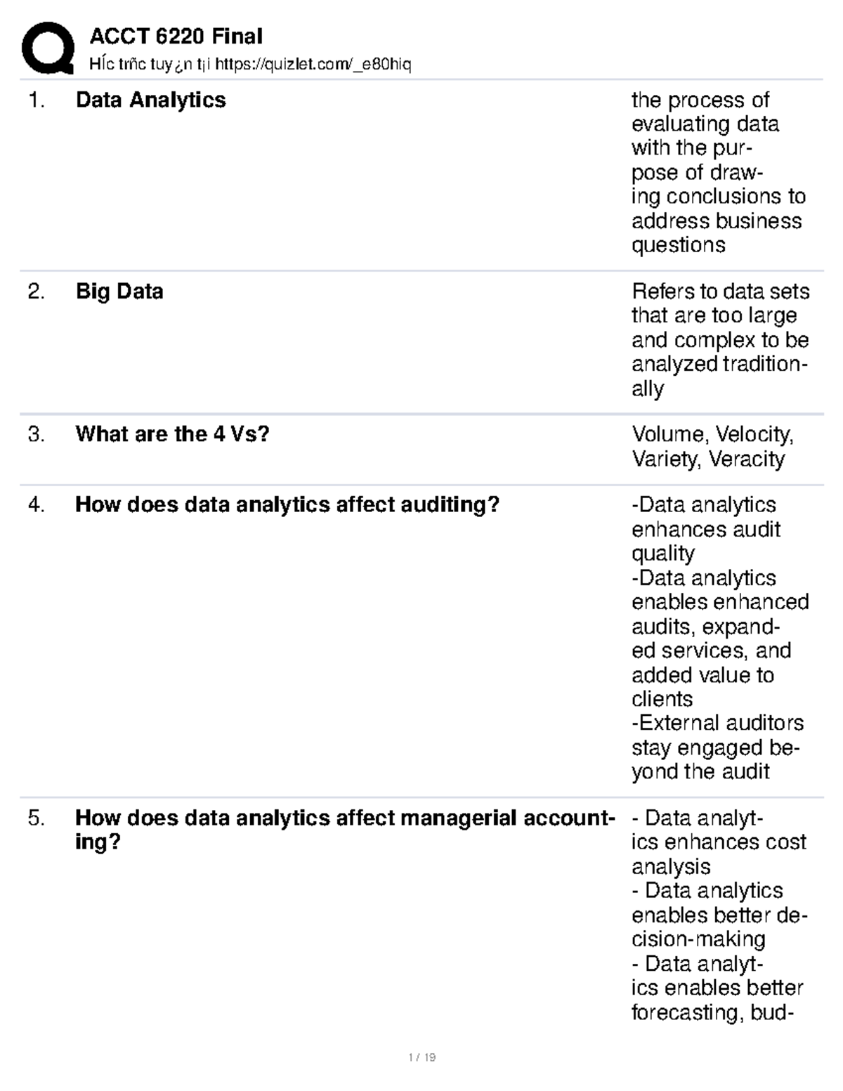 Trắc nghiệm - HÍc trñc tuy¿n t¡i quizlet/_e80hiq Data Analytics the ...