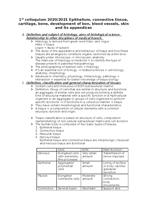 Histology - Colloquium I - Histology Colloquium I Question 3 Colloquium ...