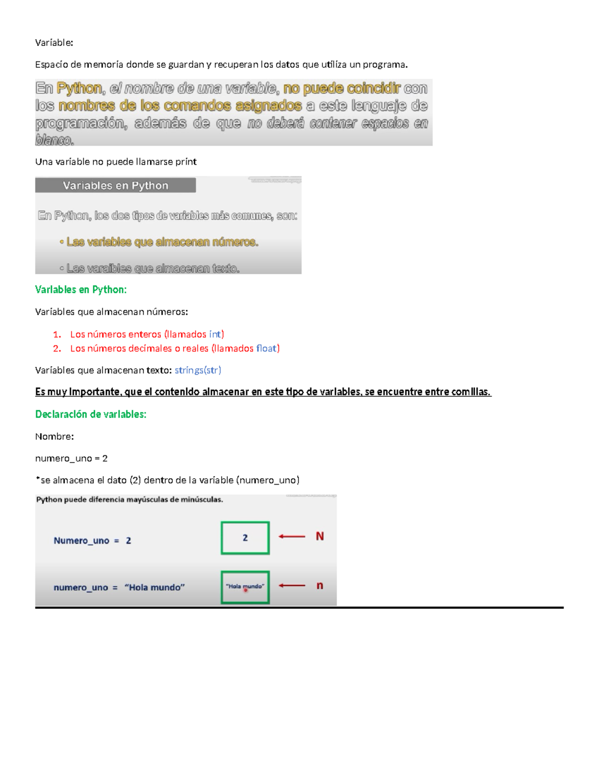 Python - Variable: Espacio de memoria donde se guardan y recuperan los datos que utiliza un ...
