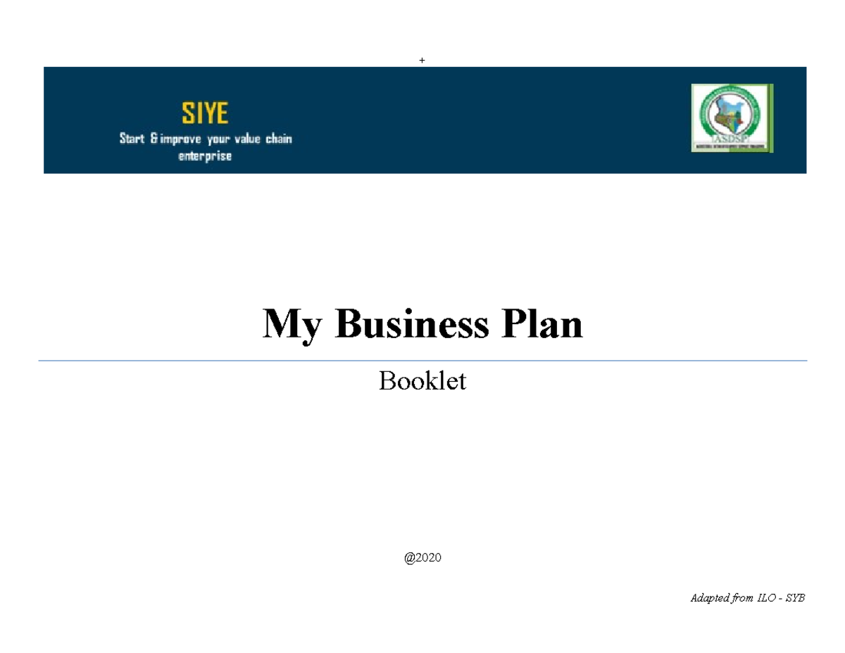business plan guide - + My Business Plan Booklet @ Adapted from ILO ...