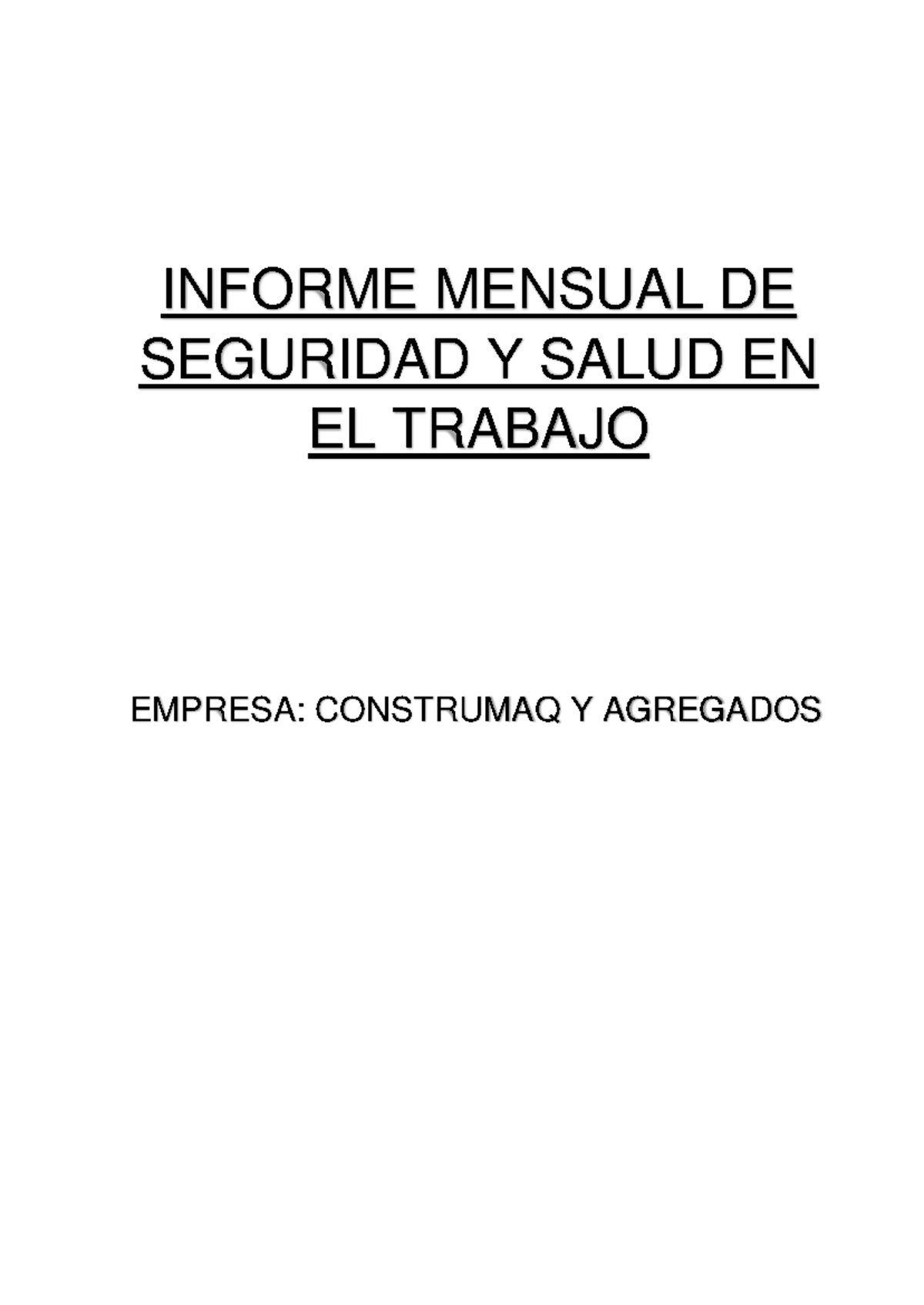 Informe Mensual de Seguridad y Salud en el Trabajo - Febrero- 2024- Construmaq - INFORME MENSUAL ...