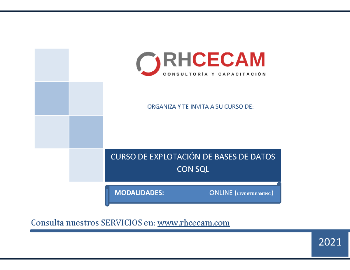 Curso SQL - Todo sobre el lenguaje SQL - CURSO DE EXPLOTACIÓN DE BASES ...