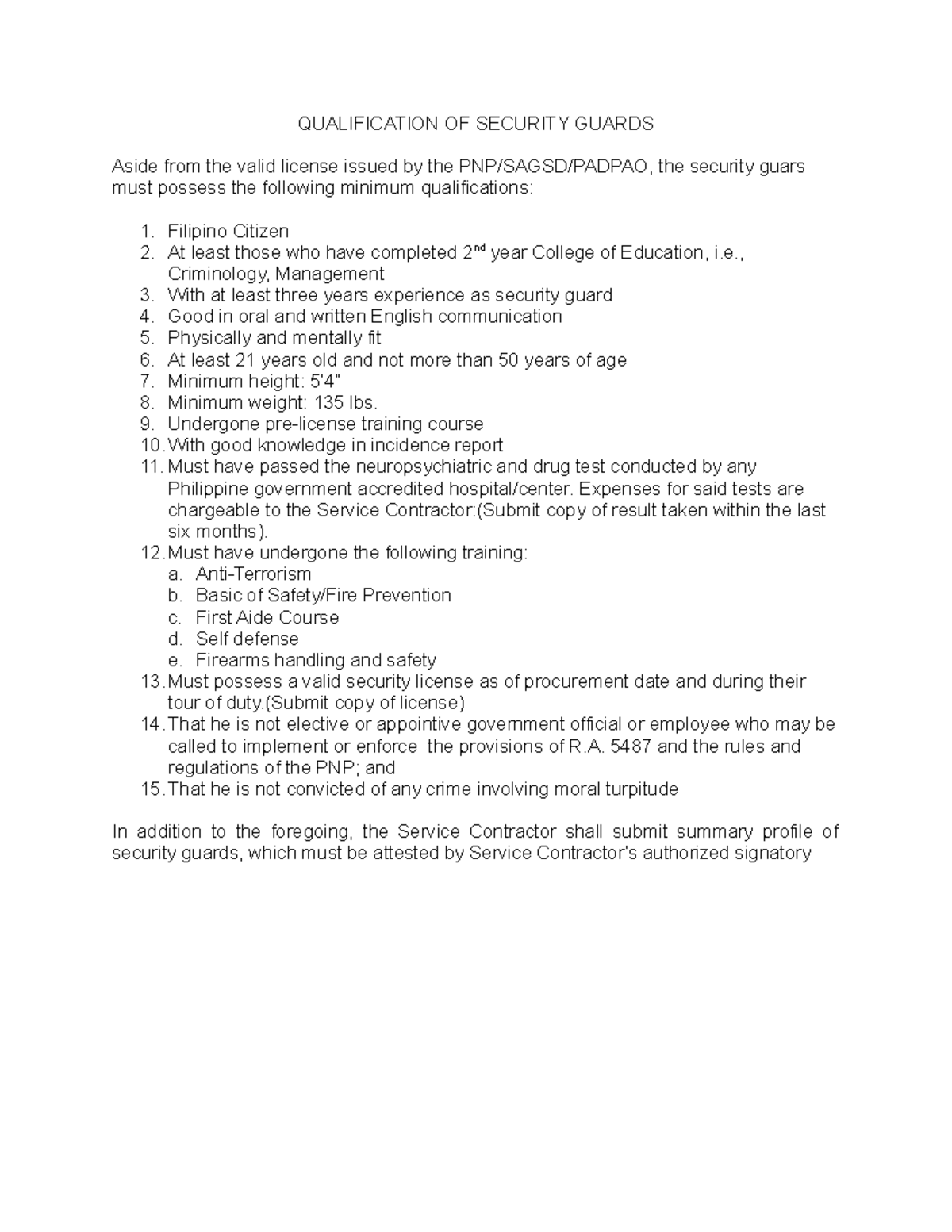Qualification-OF- Security- Guards - Copy - QUALIFICATION OF SECURITY ...