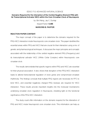 Edsci 302 Importance OF Natsci - MARICRIS B. PASTOR EDSCI 302- ADVANCE ...