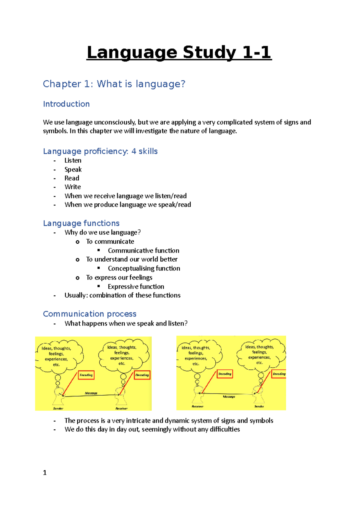 Language Study 1 - samenvatting semester 1 - Language Study 1- Chapter ...