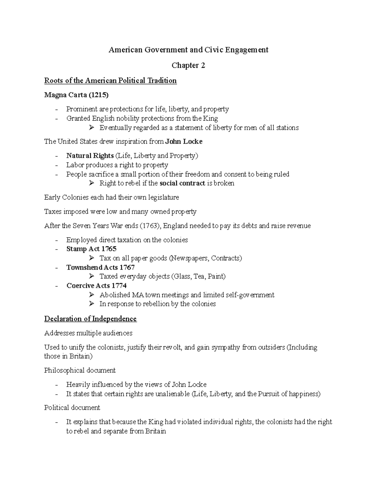American Goc Ch. 2 The Constitution Notes - American Government and ...