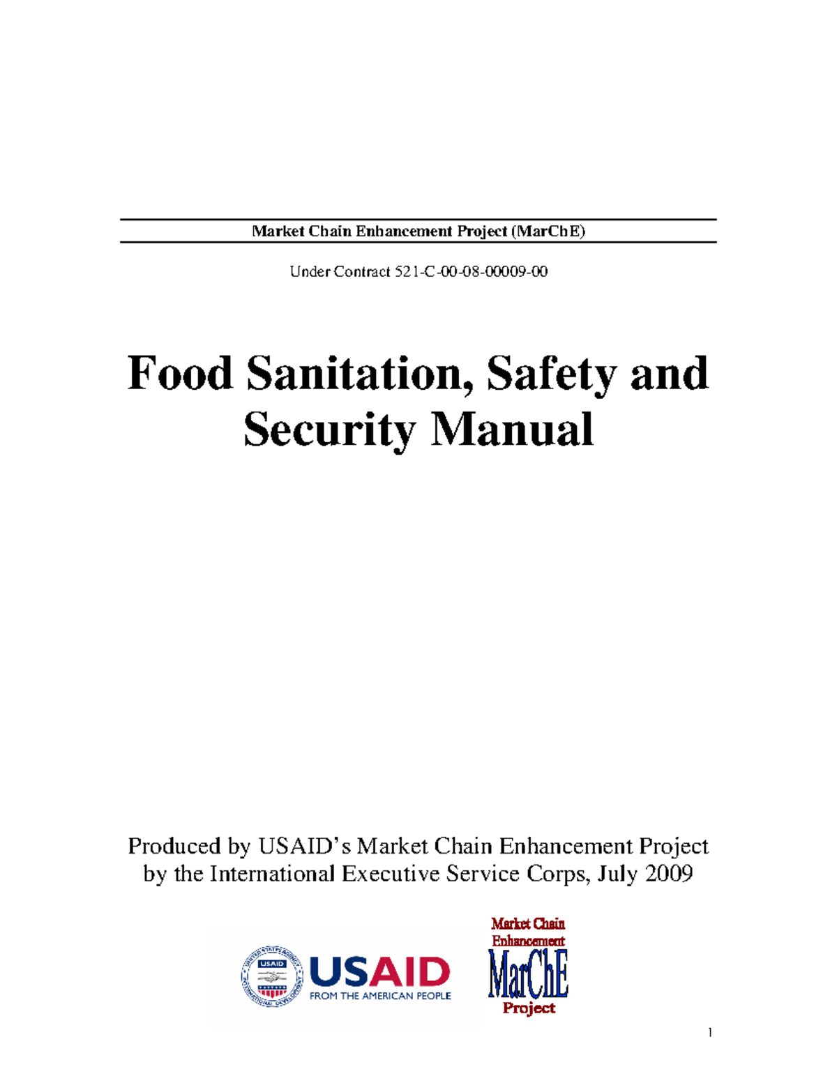 Food Safety Manual - Market Chain Enhancement Project (MarChE) Under ...