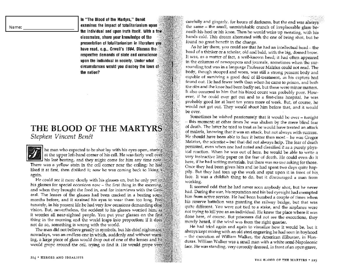 The Blood of the Martyrs - TEXT - ENG4U - Name ...