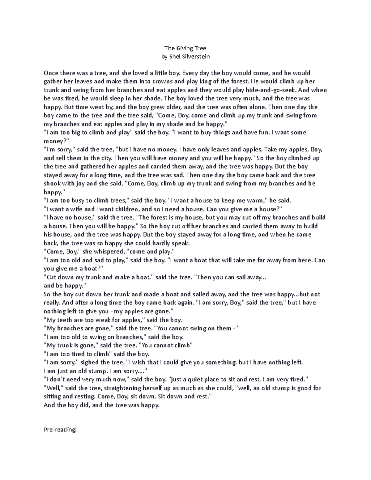 The Giving Tree by Shel Silverstein - The Giving Tree by Shel ...