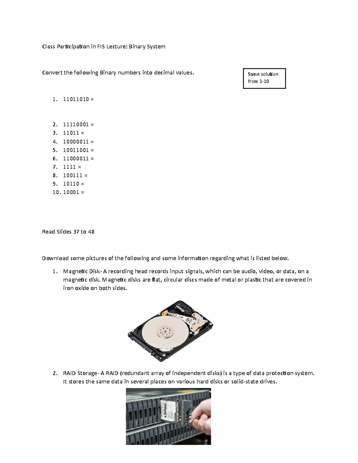 FIS-Activity Class Participation - Class Participation in FIS Lecture ...