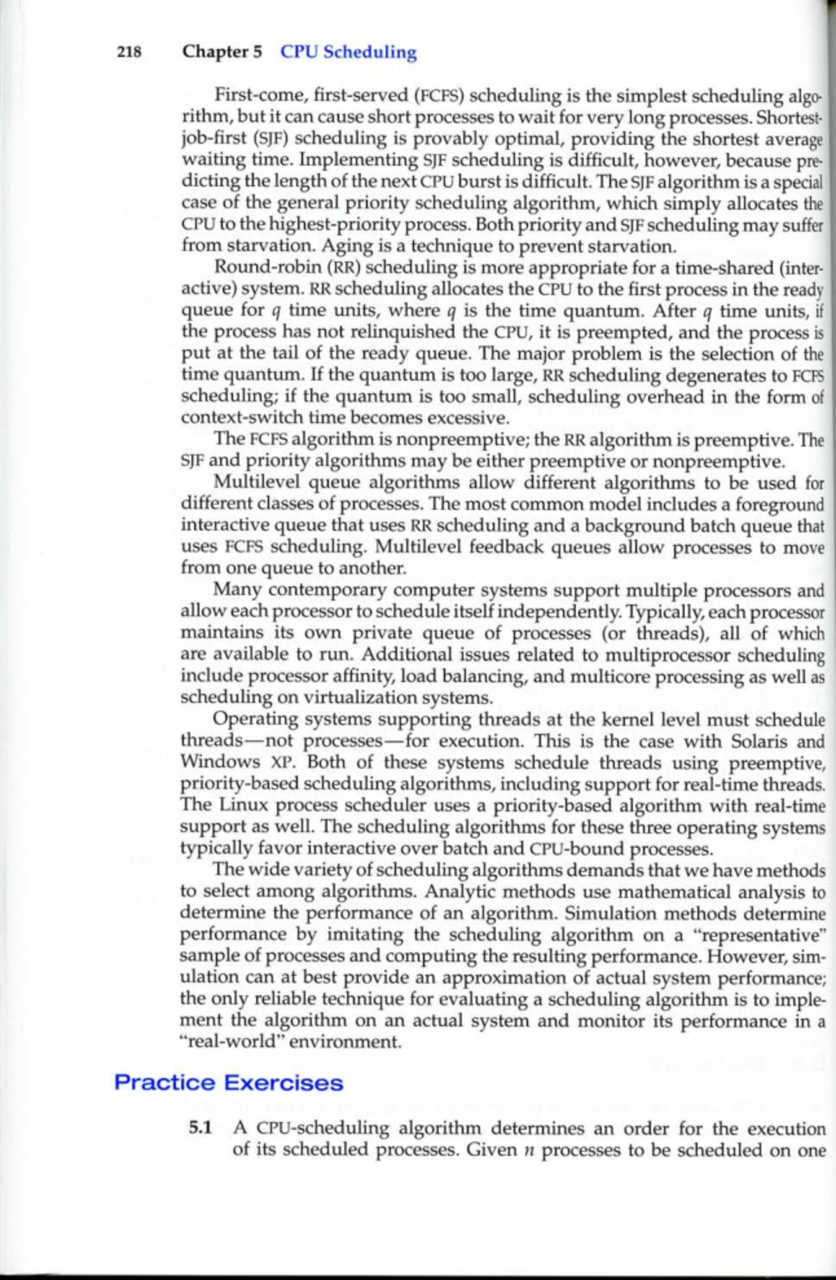 Os Ques Ch 5-8 - Lecture notes 5 - 8 - 218 Chapter 5 CPU Scheduling ...