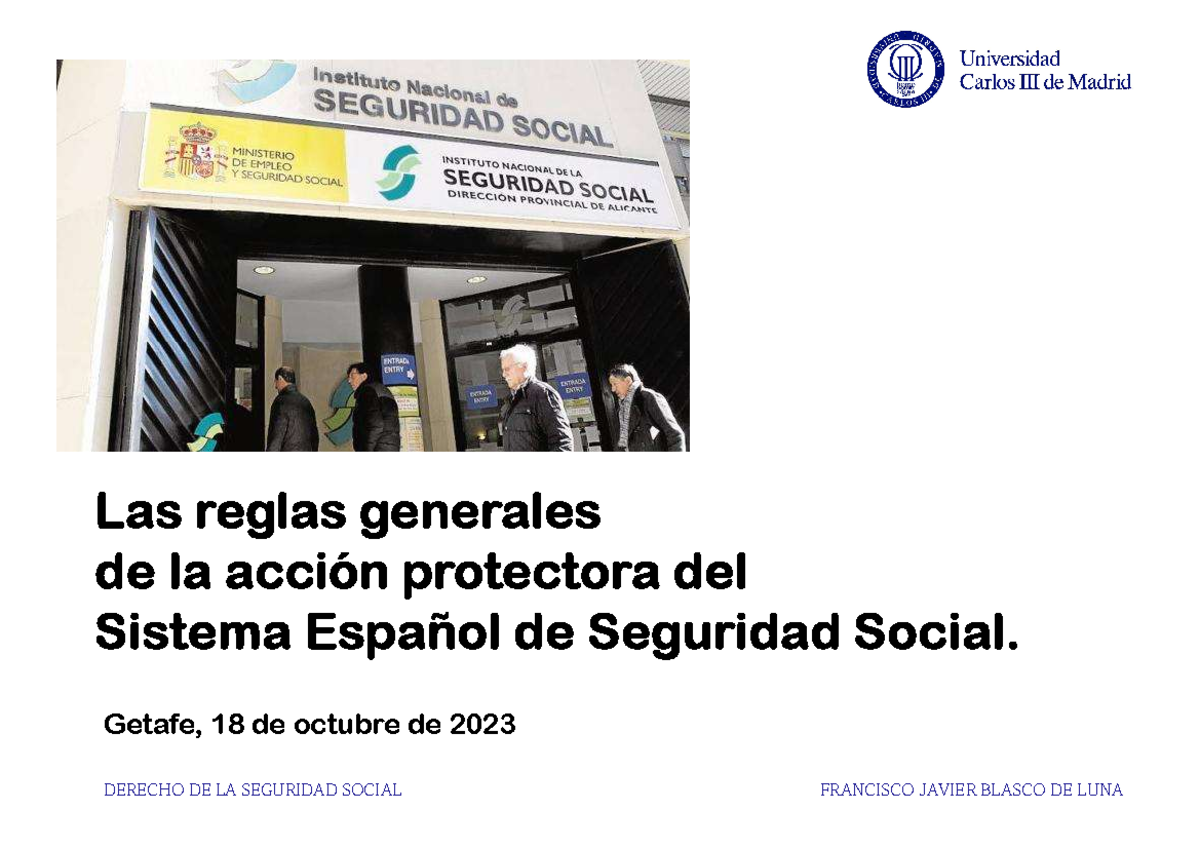 Tema 7 Las reglas generales de la acción protectora del sistema de la ...