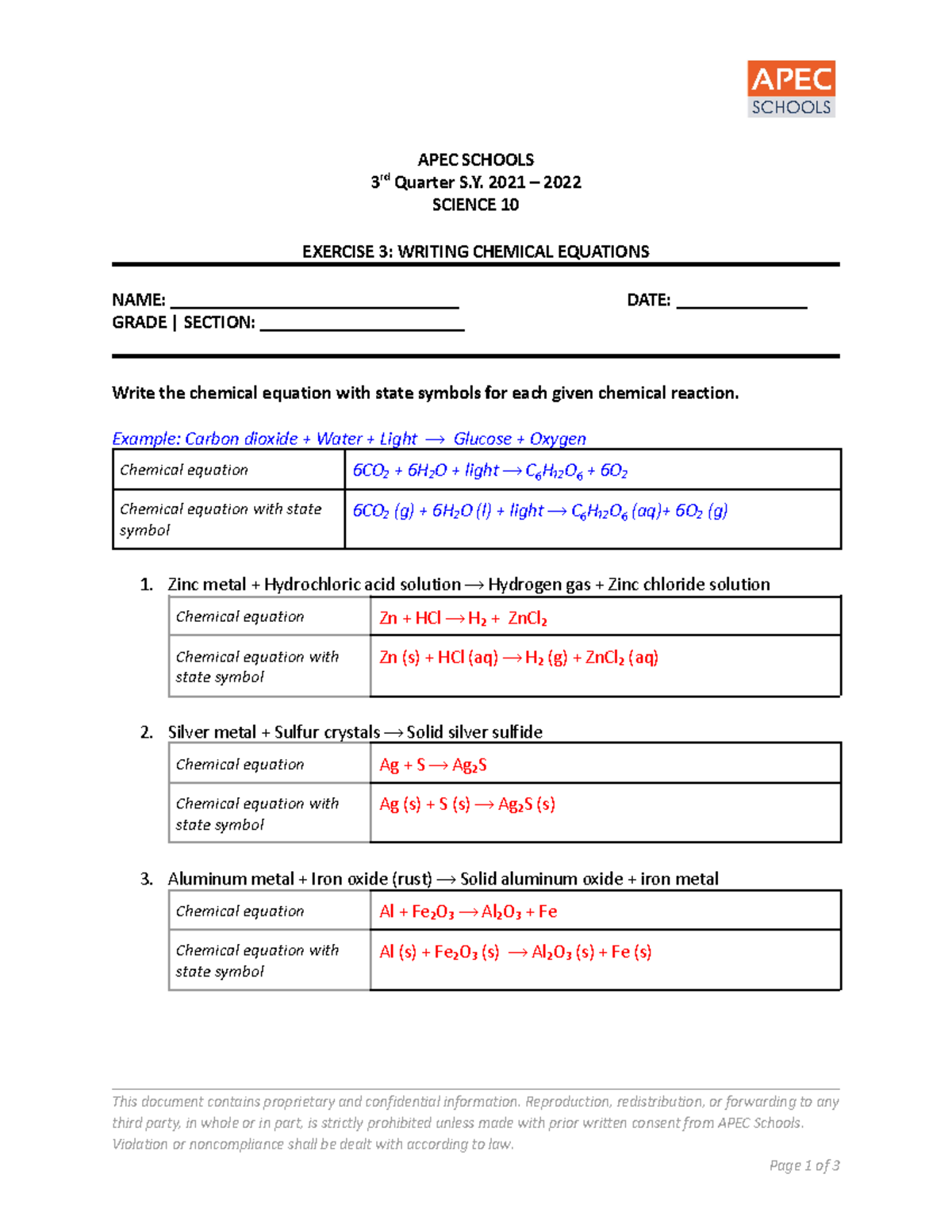 Answer Key Exercise 3 - APEC SCHOOLS 3 rd Quarter S. 2021 – 2022 ...