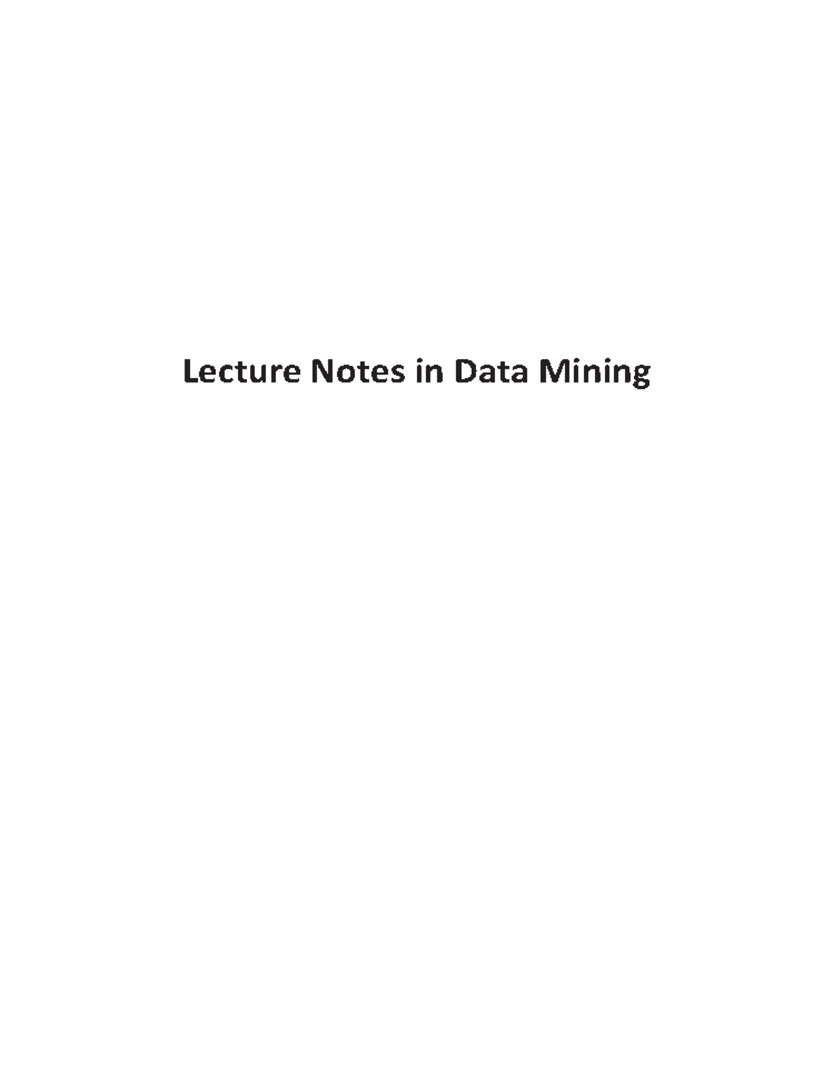 Data Mining 4 Information System - Lecture Notes in Data Mining 18 ...
