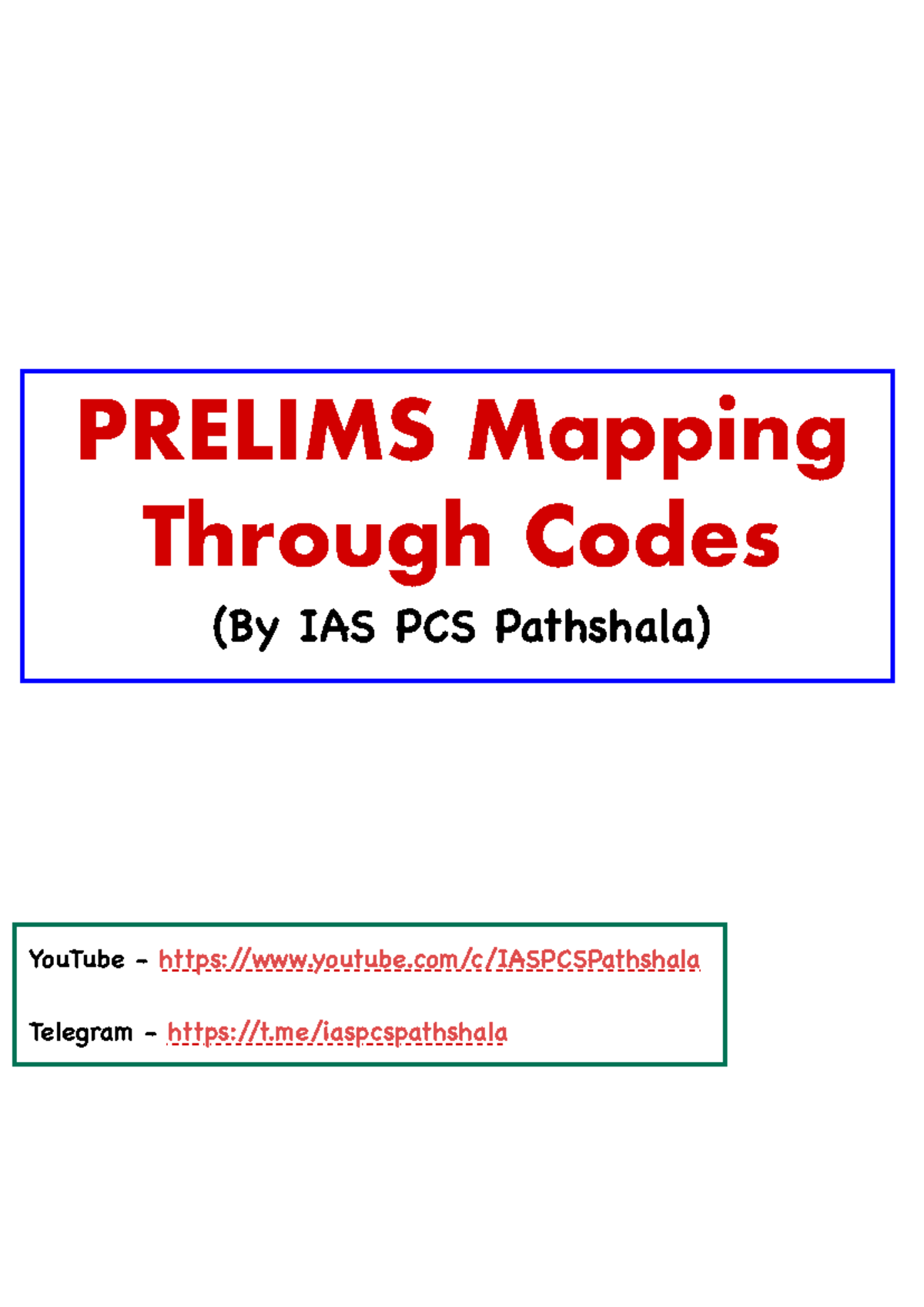 Prelims Mapping Codes - PRELIMS Mapping Through Codes (By IAS PCS Pathshala) YouTube - - Studocu