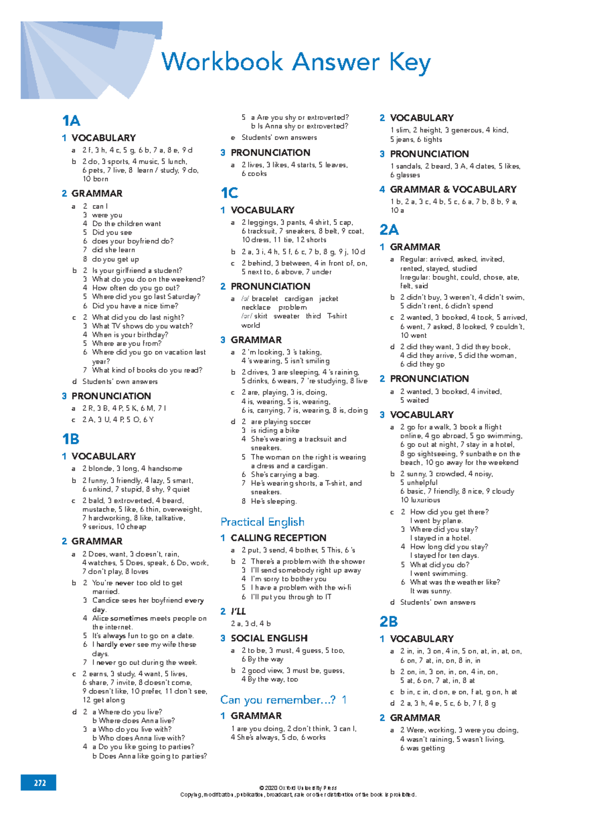 American English File, 3rd Edition. 2. Workbook Answer Key ...