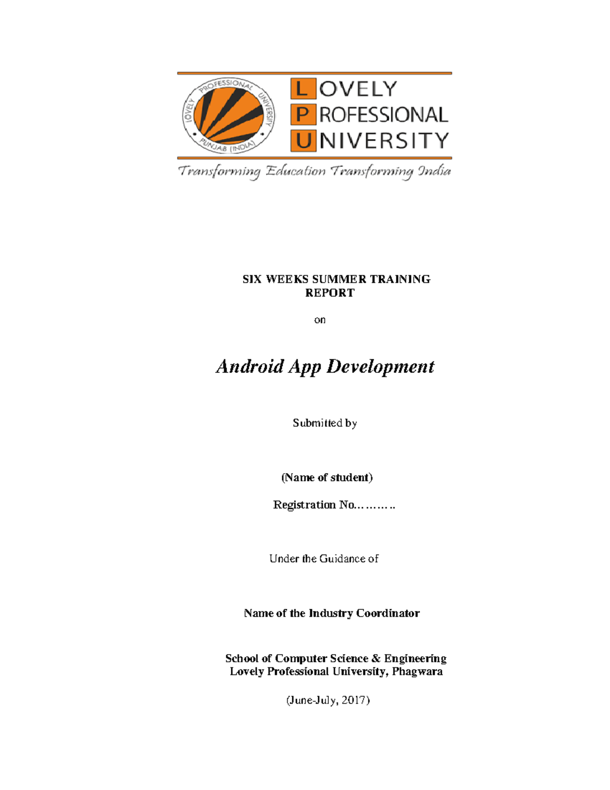 0 356642164 android summer training report - SIX WEEKS SUMMER TRAINING ...