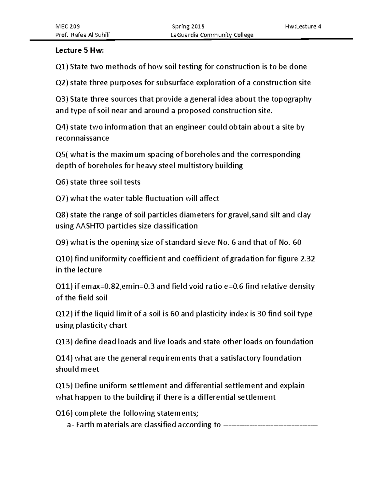 Site planning Hw Lecture 5 - Prof. Rafea Al Suhili LaGuardia Community ...