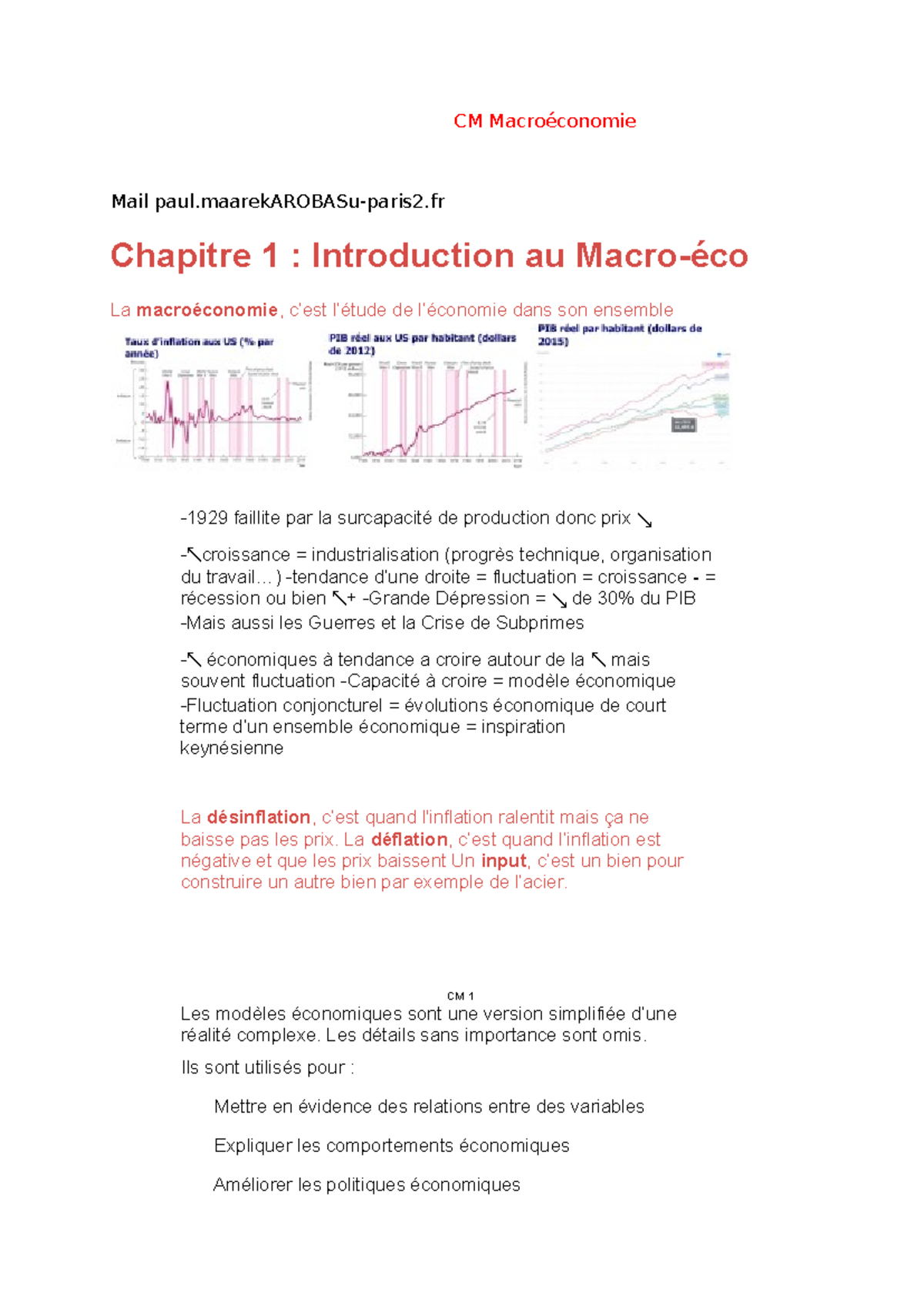 CM Macroéconomie - cours - CM Macroéconomie Mail paul.maarekAROBASu ...