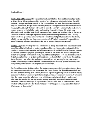 Identity and Intersectionality Reading Memo - Identity and ...