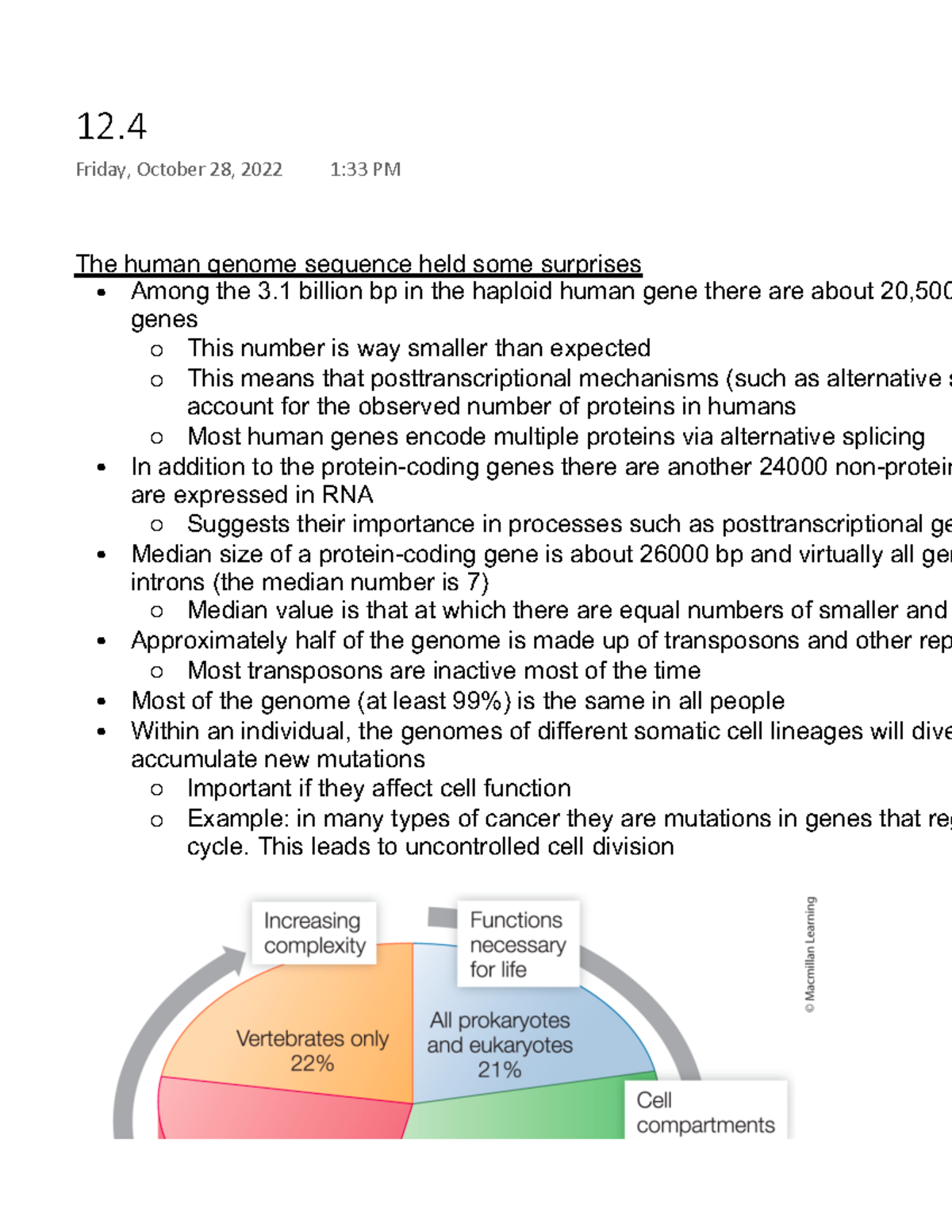 12 - Chapter 12.4 Reading notes - The human genome sequence held some ...