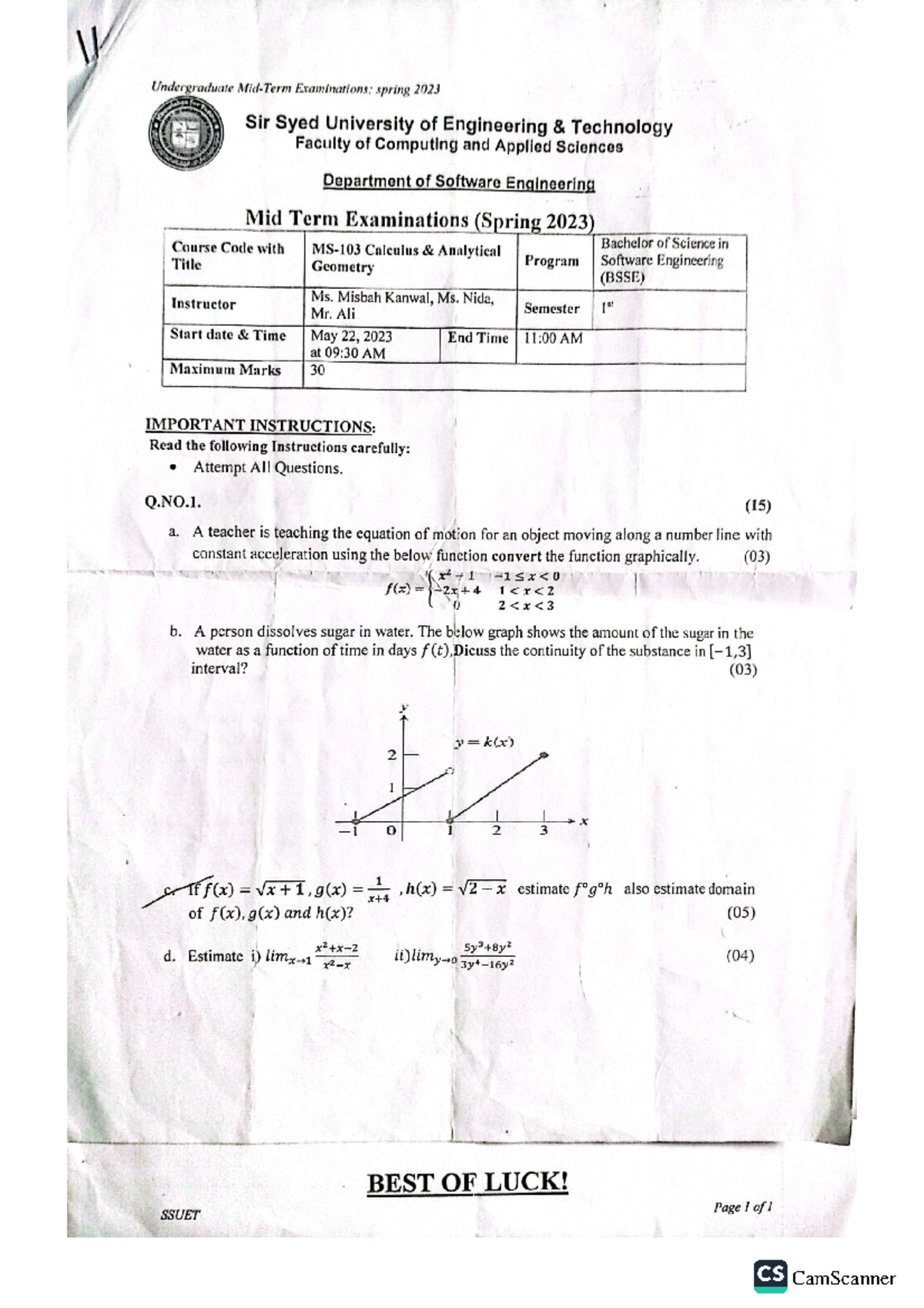 Past Paper SE 2nd Sem MID 23S - Basic Electronics - Studocu