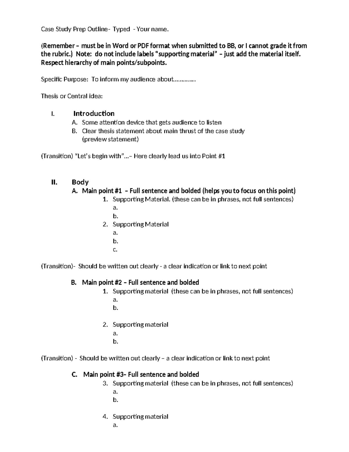 Basic Prep Outline Format for Case Study Mandell - Case Study Prep ...