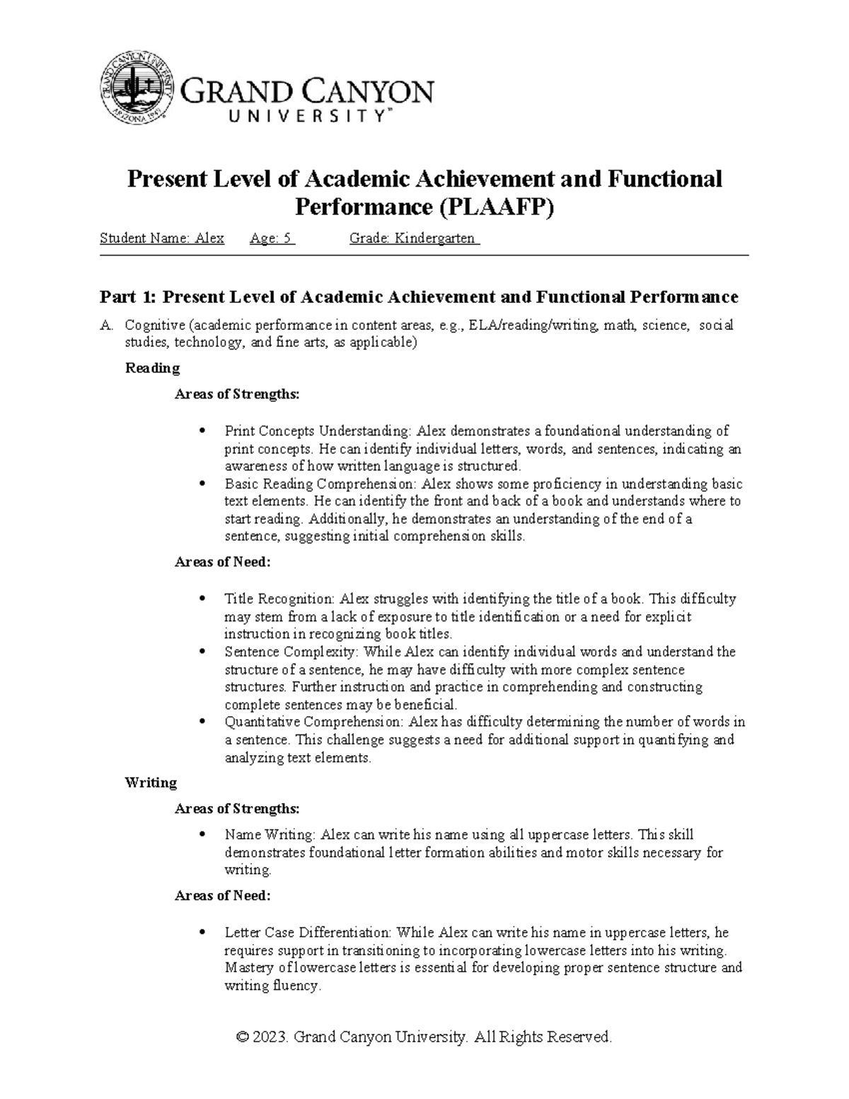 Plaafp - In the Individualized Education Plan (IEP), the Present Levels ...