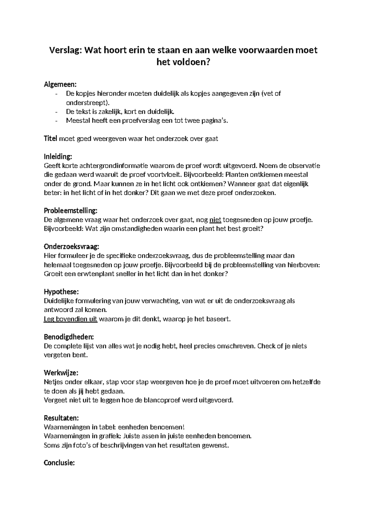 Hoe maak ik een proefverslag dat goed is - Verslag: Wat hoort erin te ...