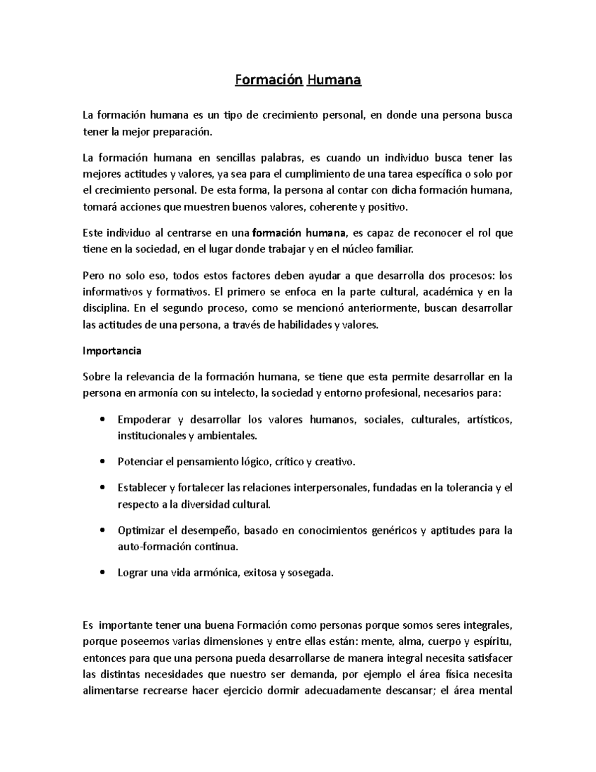 Formación Humana - una tarea de conocimiento - Formación Humana La ...