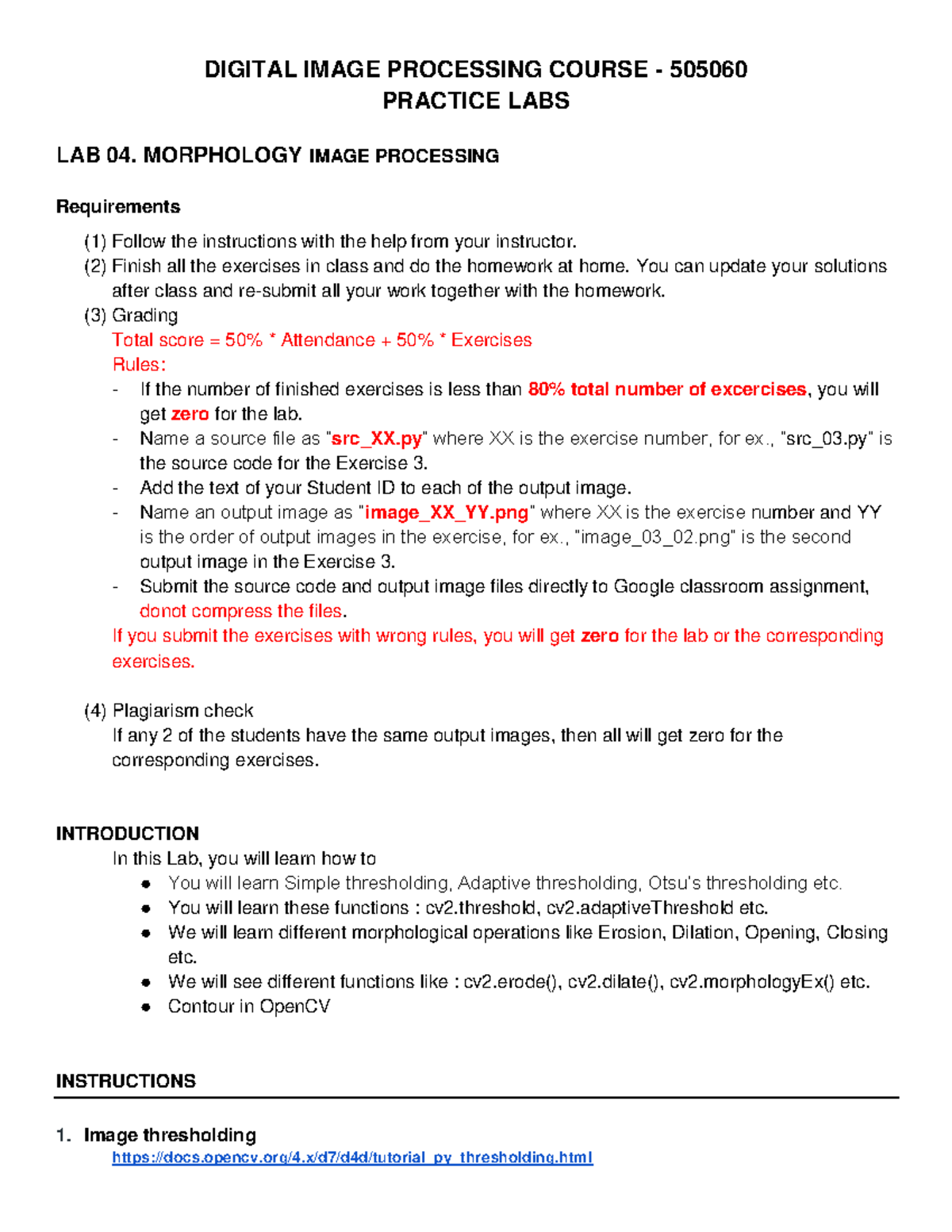 LAB 04 - Digital Image Processing Practice - DIGITAL IMAGE PROCESSING ...