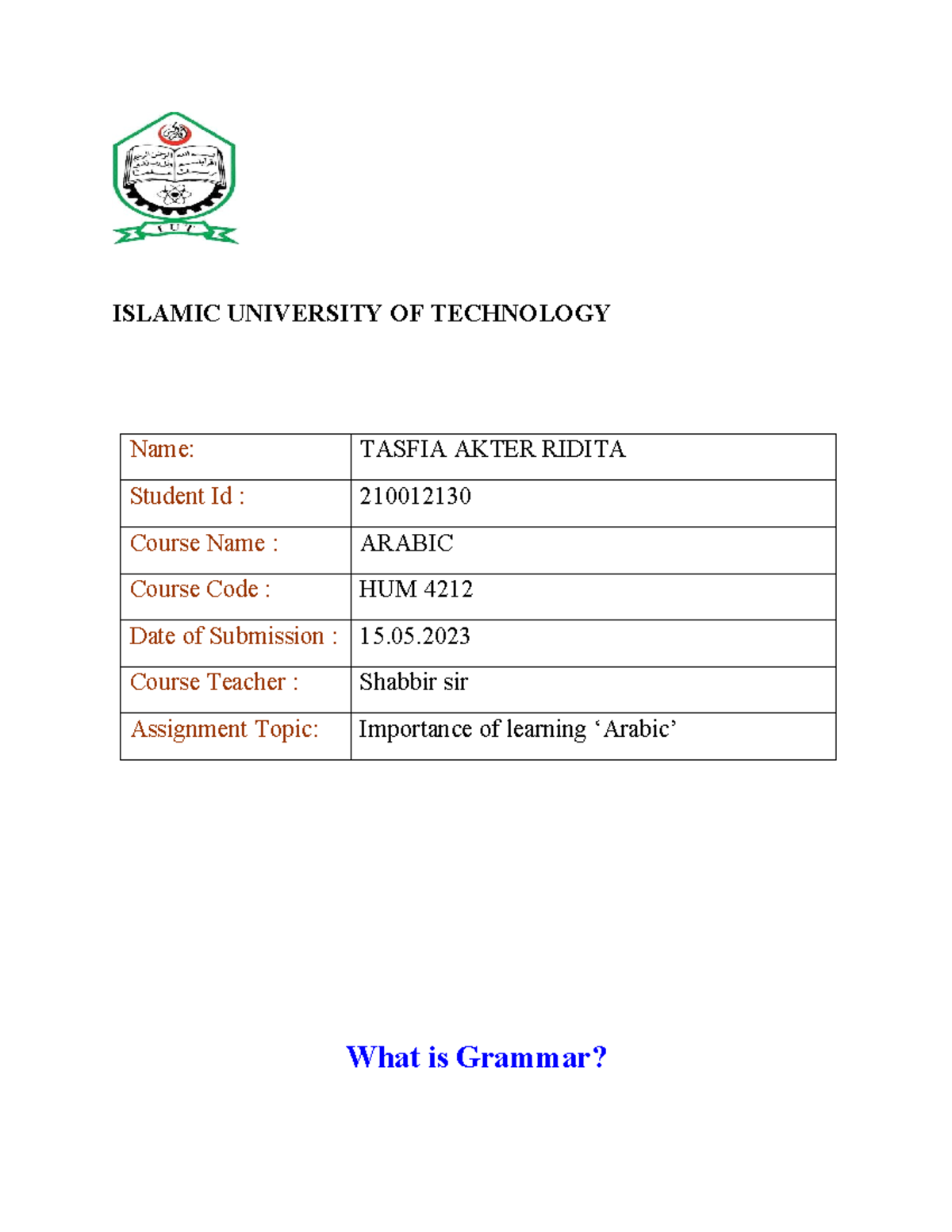Comparison between English grammer and Arabic grammer^L - ISLAMIC ...
