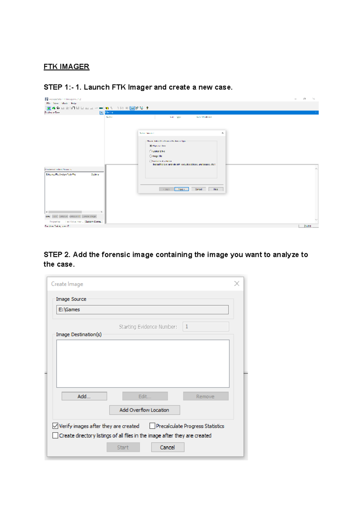 FTK - In this pdf the how to perform the ftk tool step by step guide. - FTK IMAGER STEP 1:- 1 ...