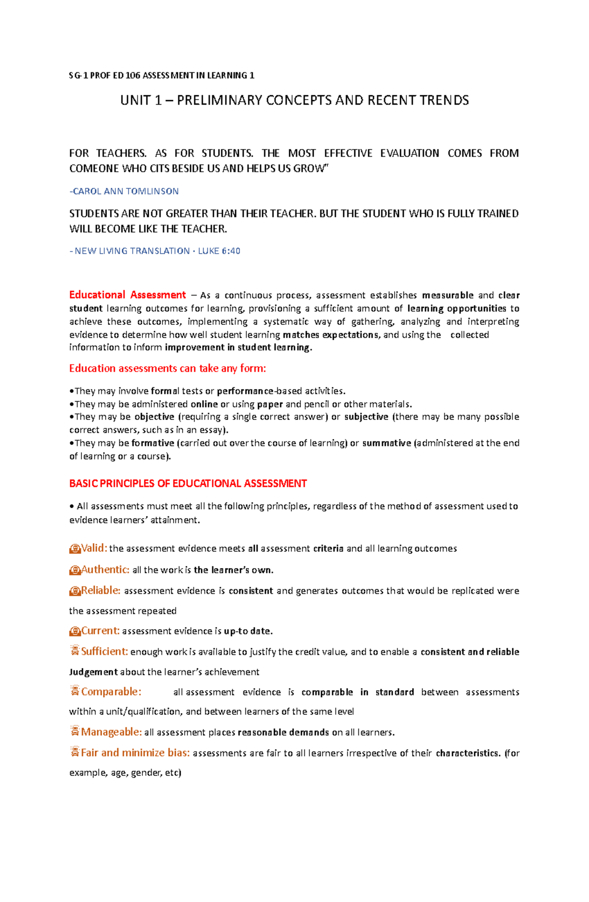 kskskkdkdkkkdkkdmmdm - SG-1 PROF ED 106 ASSESSMENT IN LEARNING 1 UNIT 1 ...