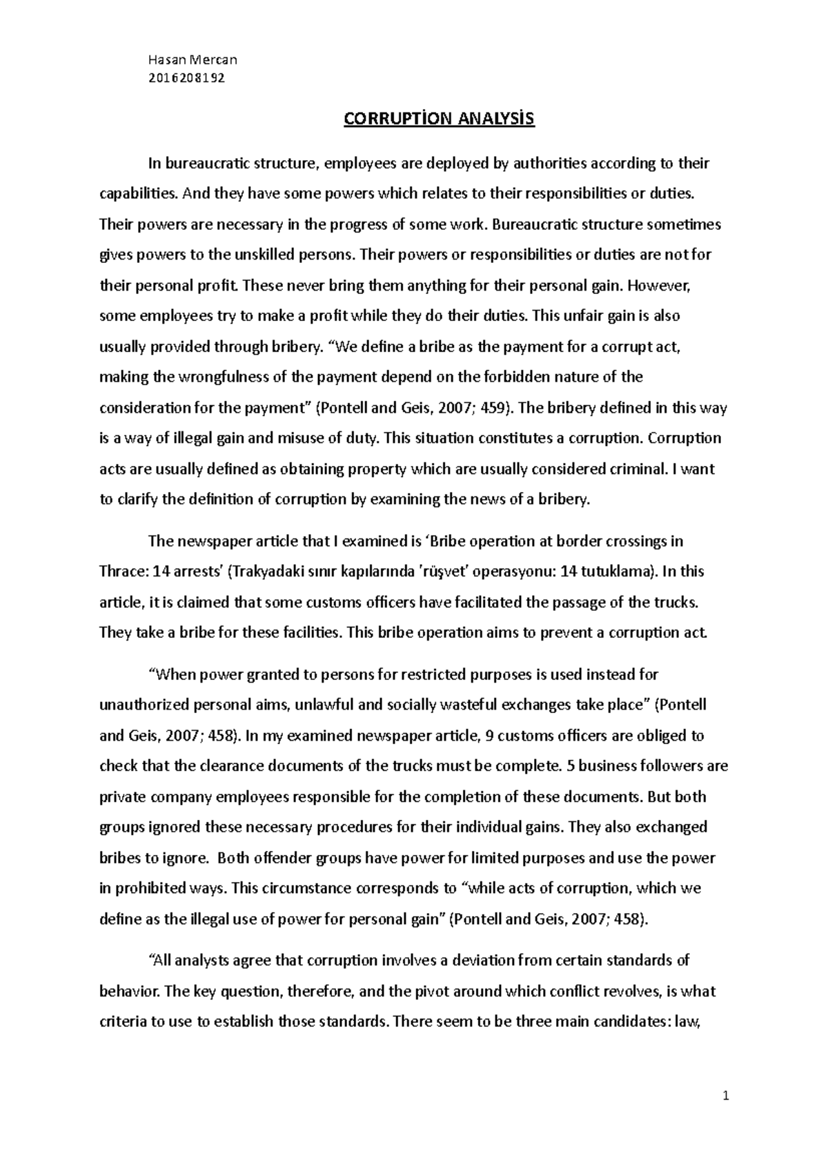 1st Paper - Corruption Analysis - Hasan Mercan 2016208192 CORRUPTİON ...