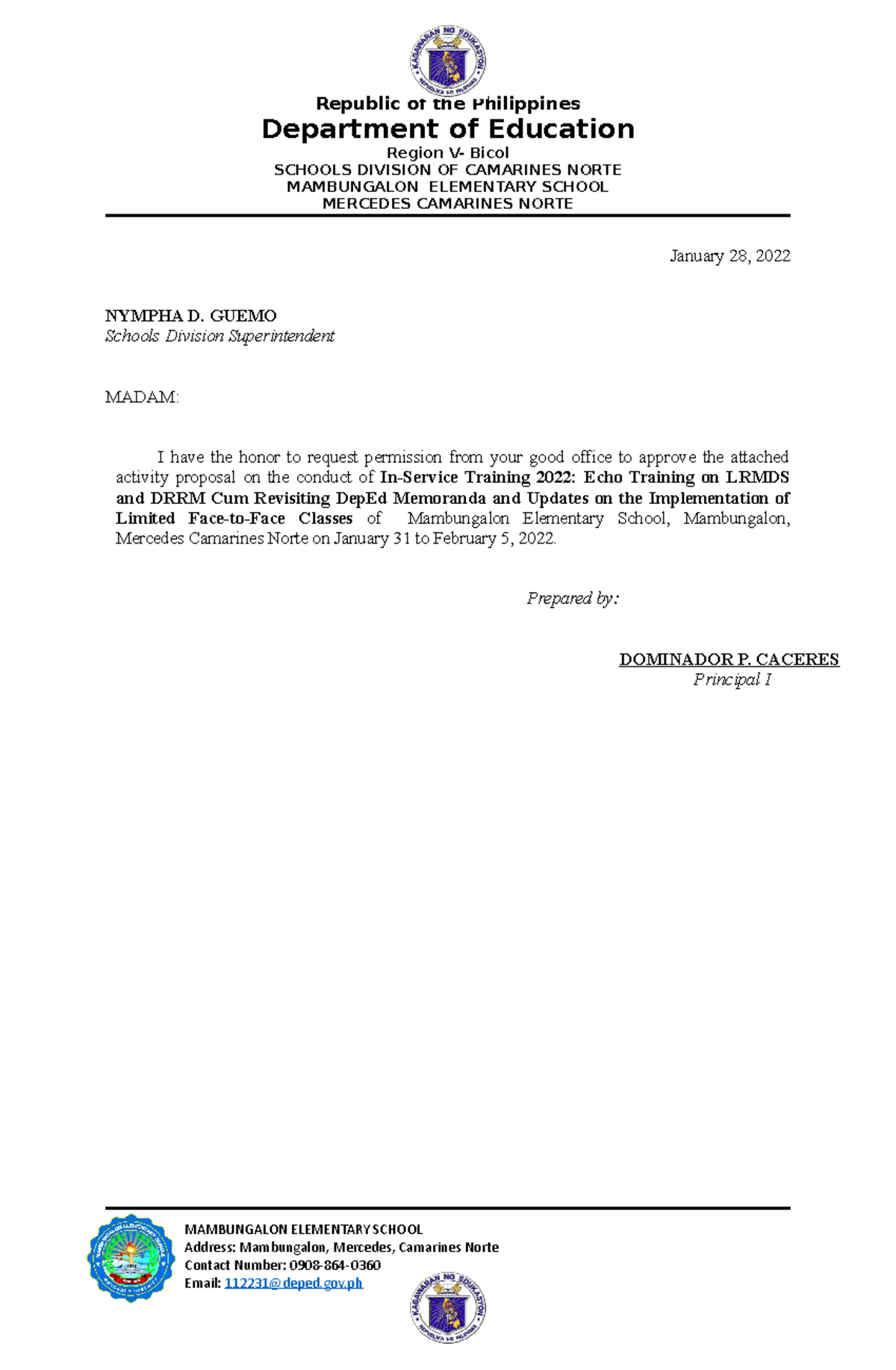 Inset-Proposal - inset proposal - Department of Education Region V ...