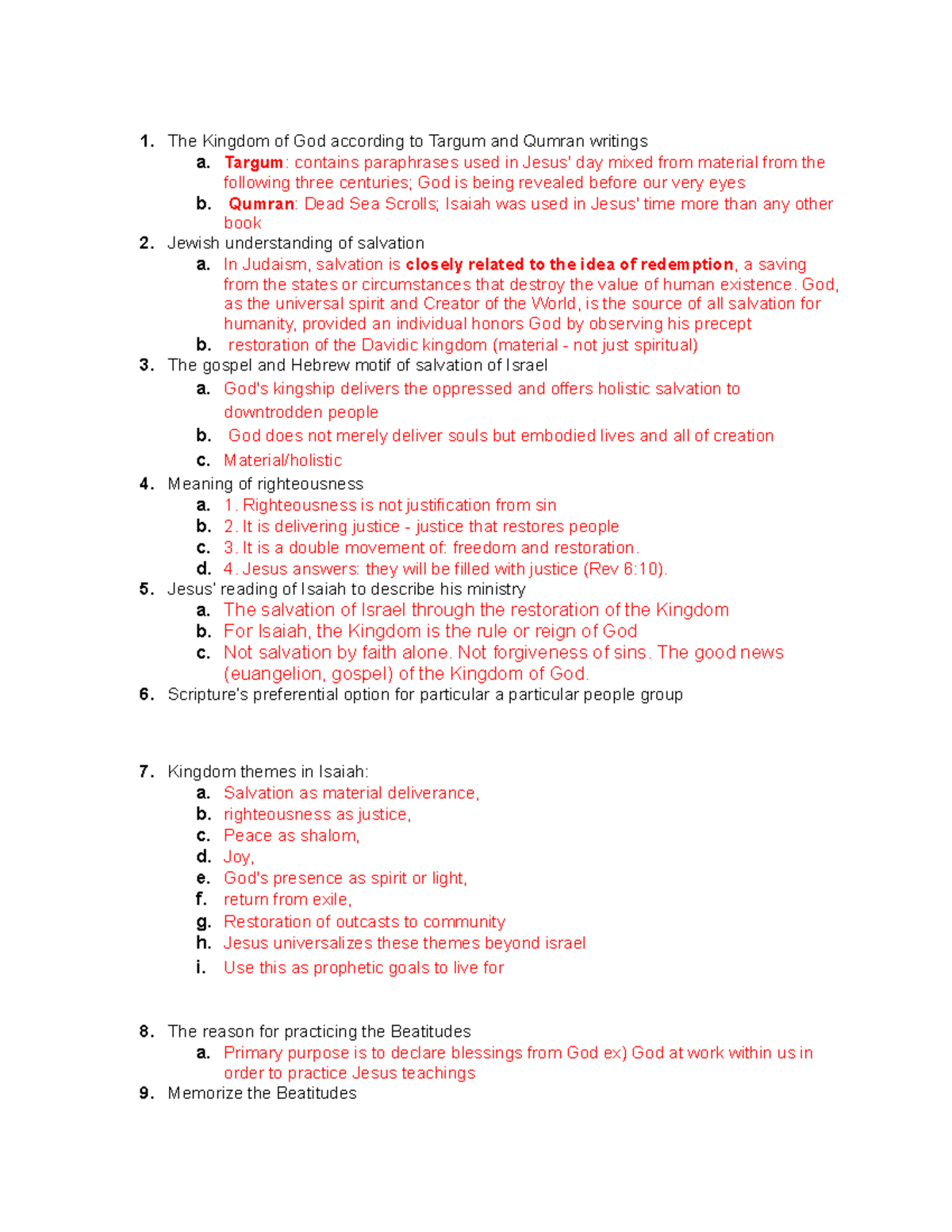 Ethics Exam 1 Study Guide - 1. The Kingdom of God according to Targum ...