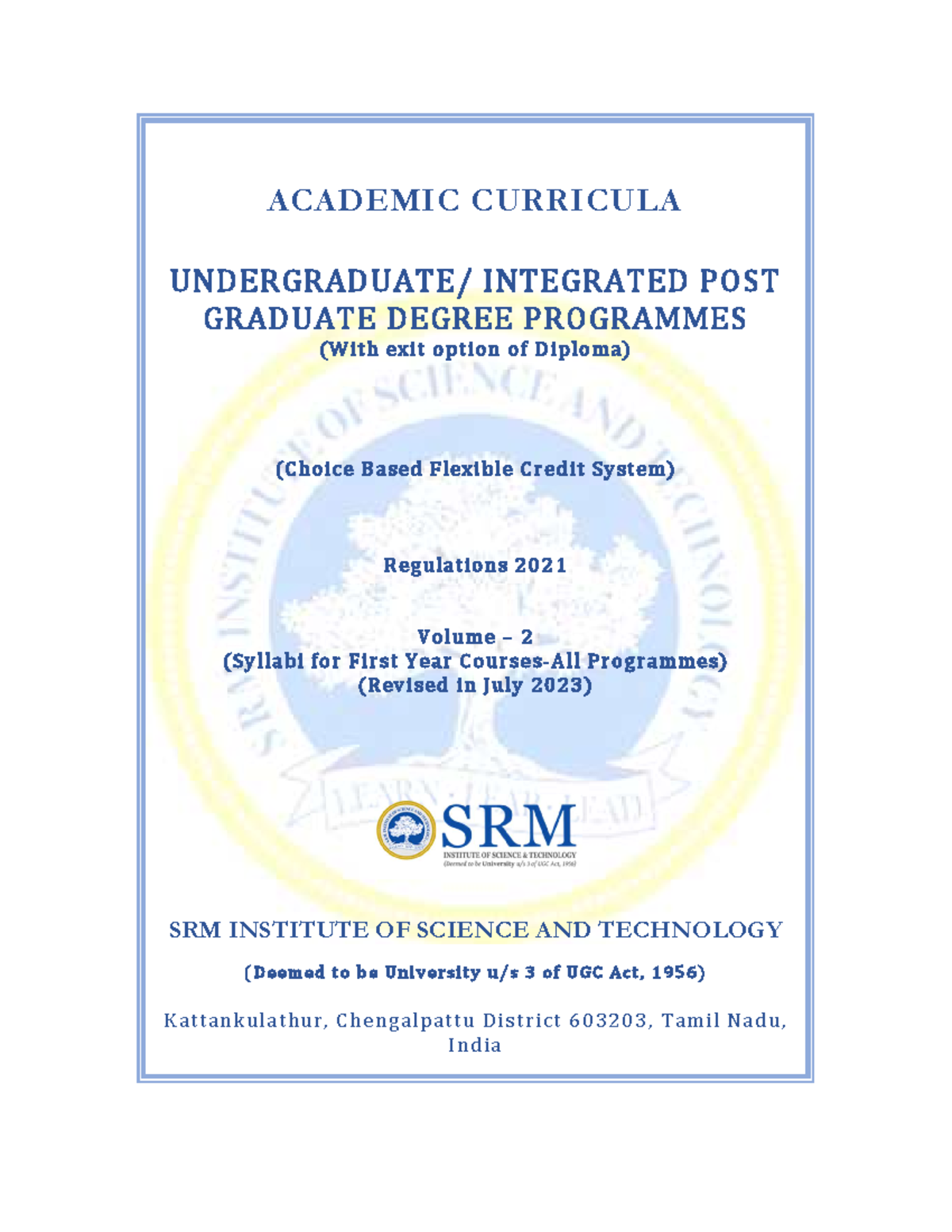 First year syllabus all programmes 2021 - ACADEMIC CURRICULA ...