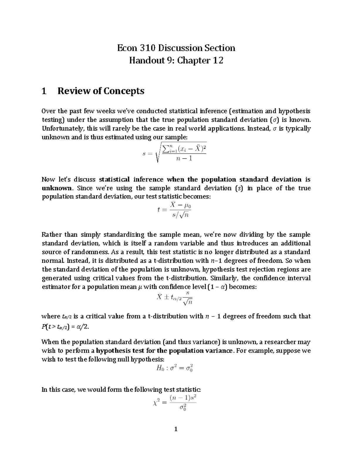 Econ 310 Discussion Section Chapter 12 worksheet with answers - Econ ...