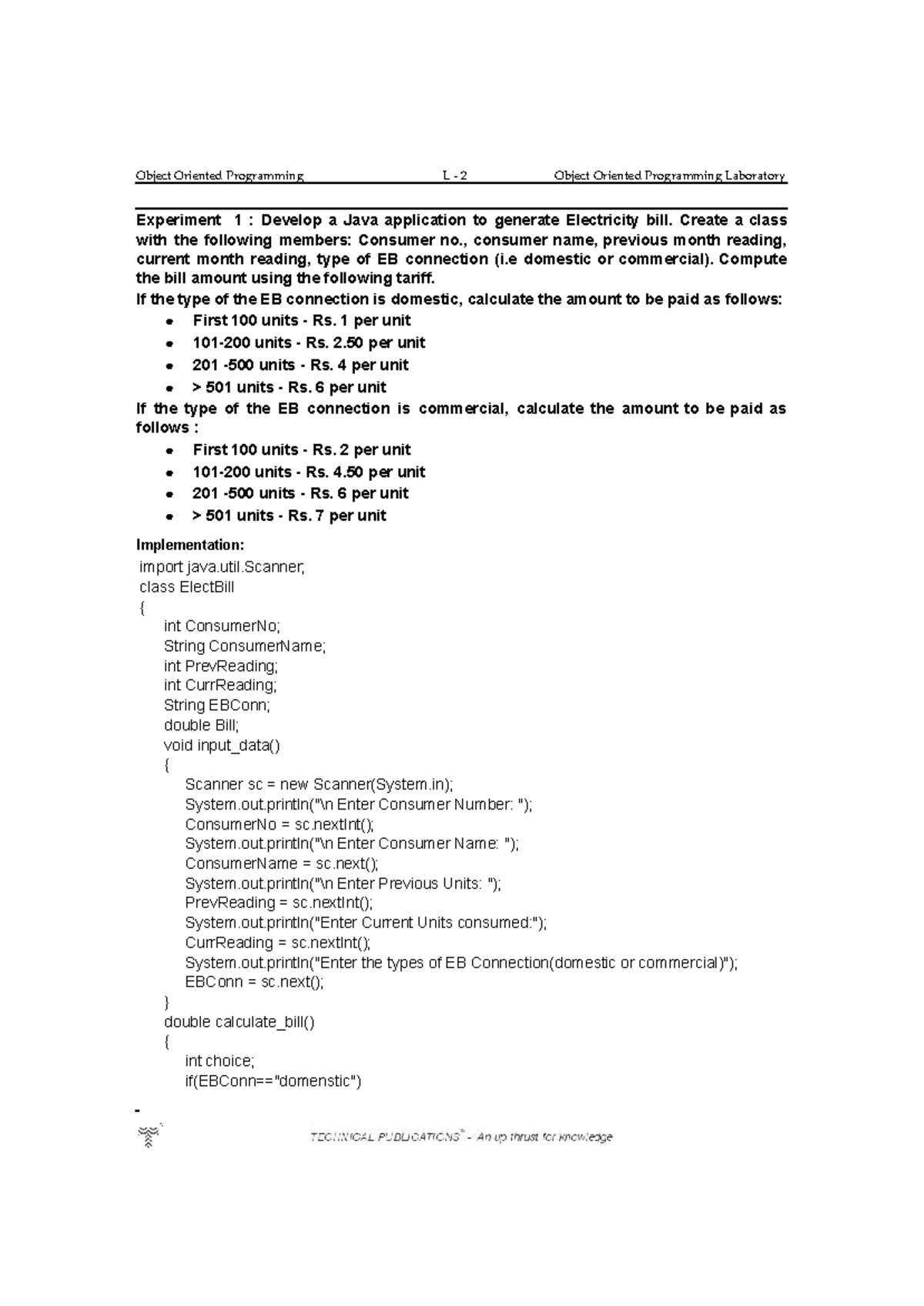 OOP Laboratory Programs Anna University - Experiment 1 : Develop a Java ...