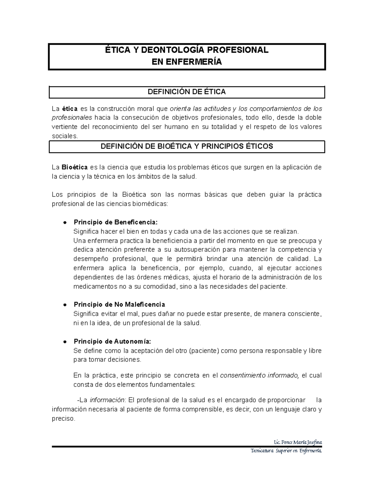 -TICA Y Deontolog-A Profesional 2020 - ÉTICA Y DEONTOLOGÍA PROFESIONAL EN ENFERMERÍA DEFINICIÓN ...