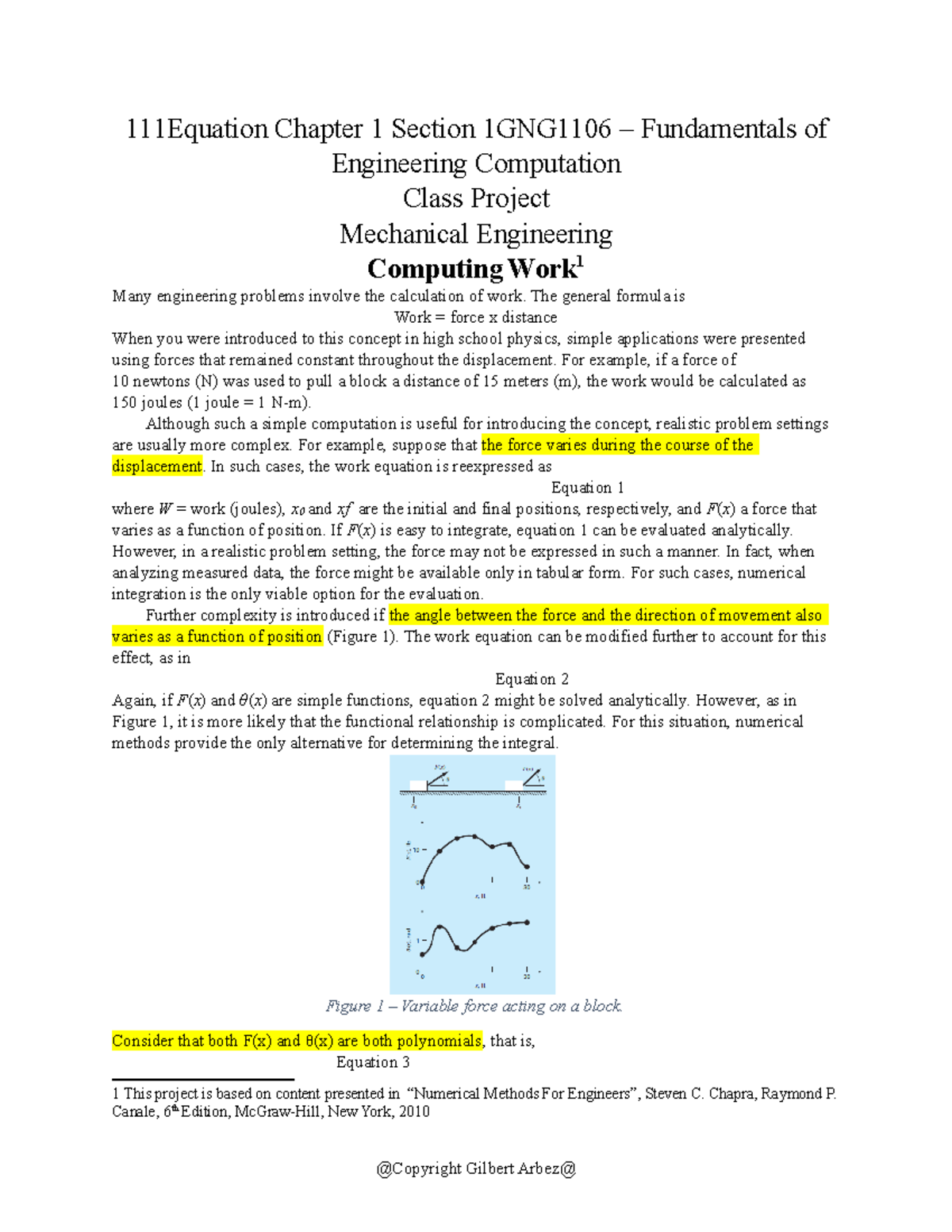 GNG1106 MCGProject - project for mechanical engineering coding - 111Equation Chapter 1 Section ...
