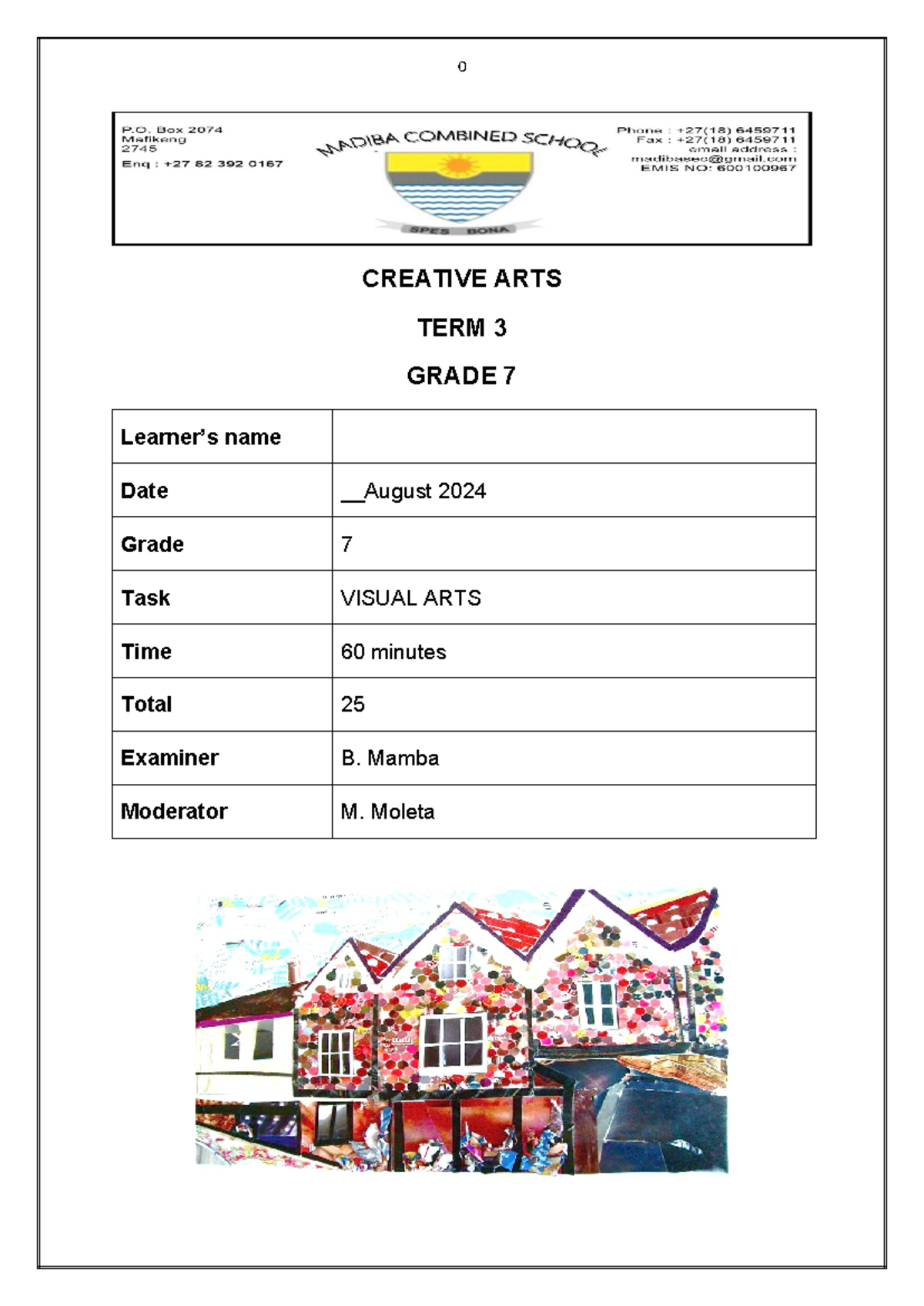 Grade 7 TERM 3 Visual ARTS - 0 CREATIVE ARTS TERM 3 GRADE 7 Learner’s ...