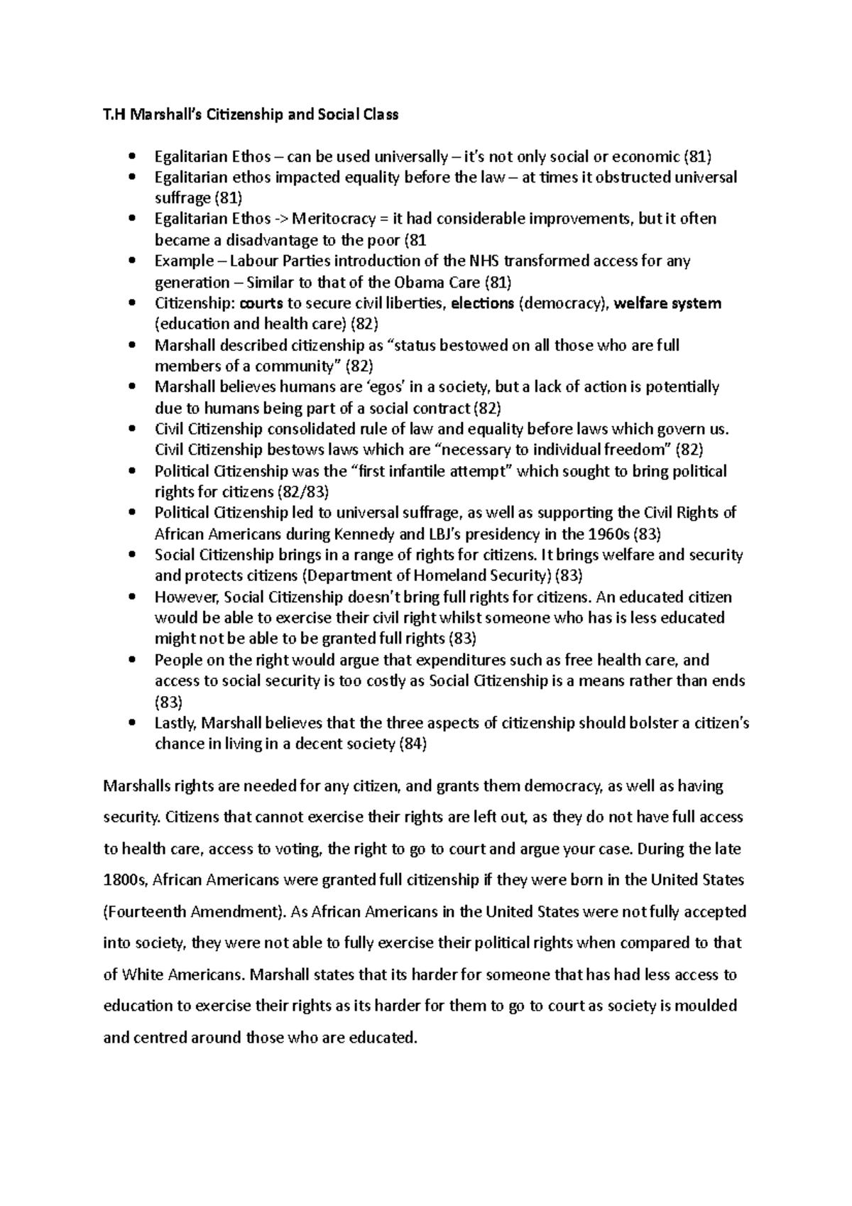 Week 8 - reading notes - T Marshall’s Citizenship and Social Class ...